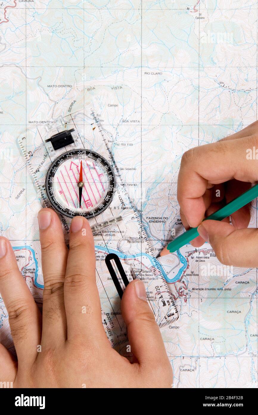 Brazil map compass hi-res stock photography and images - Alamy