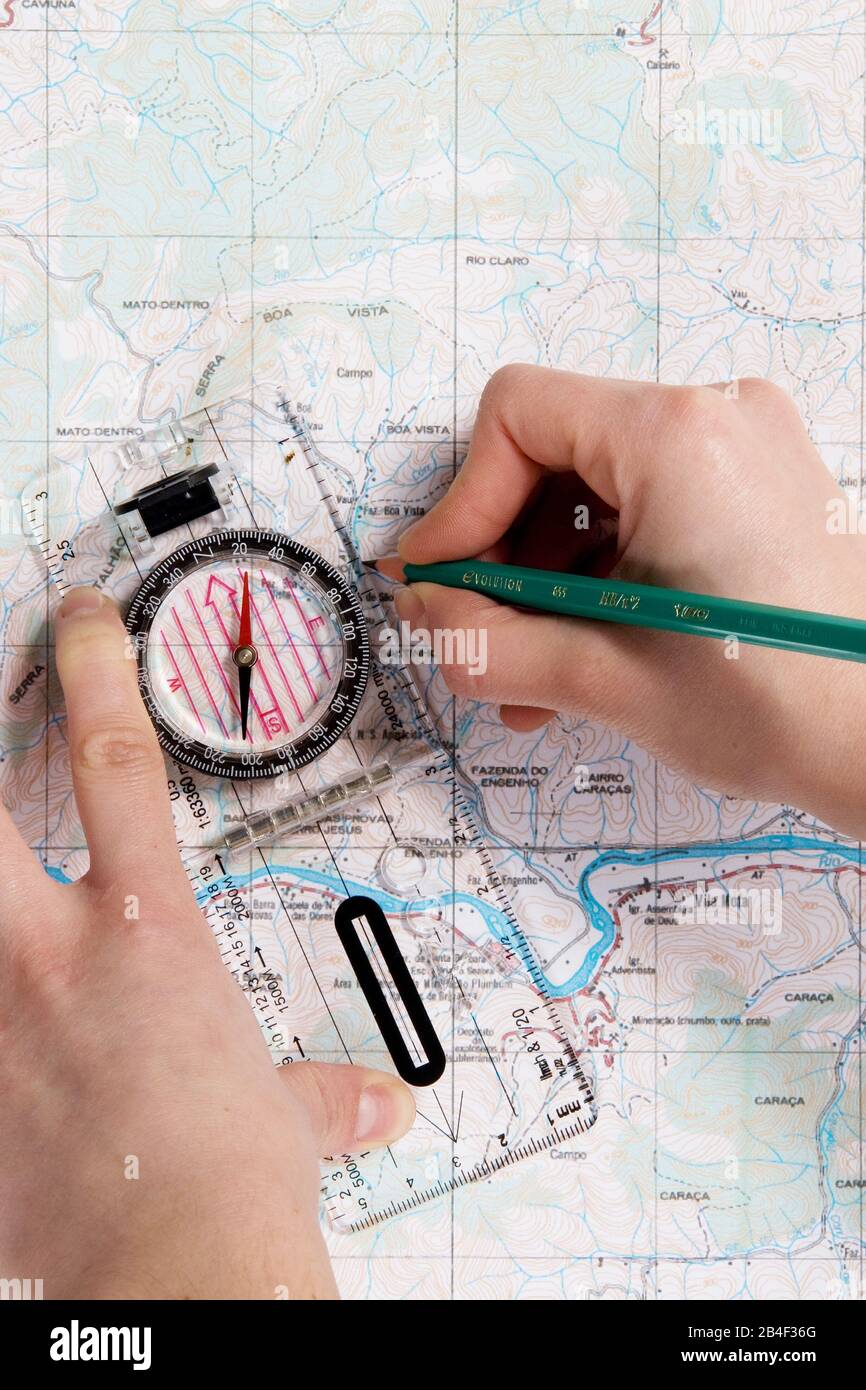 Brazil map compass hi-res stock photography and images - Alamy