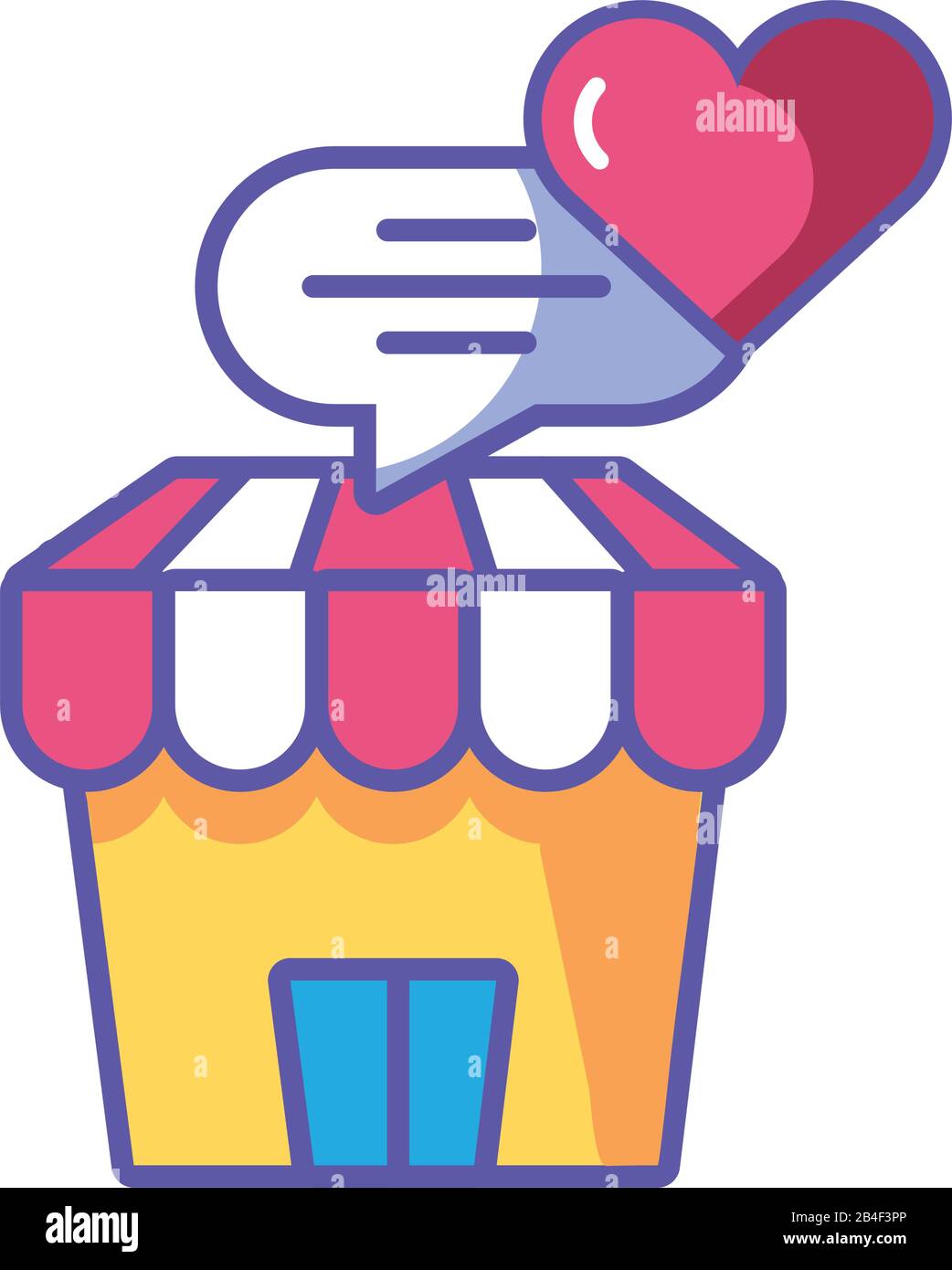 shop front with striped tent on white background vector illustration ...