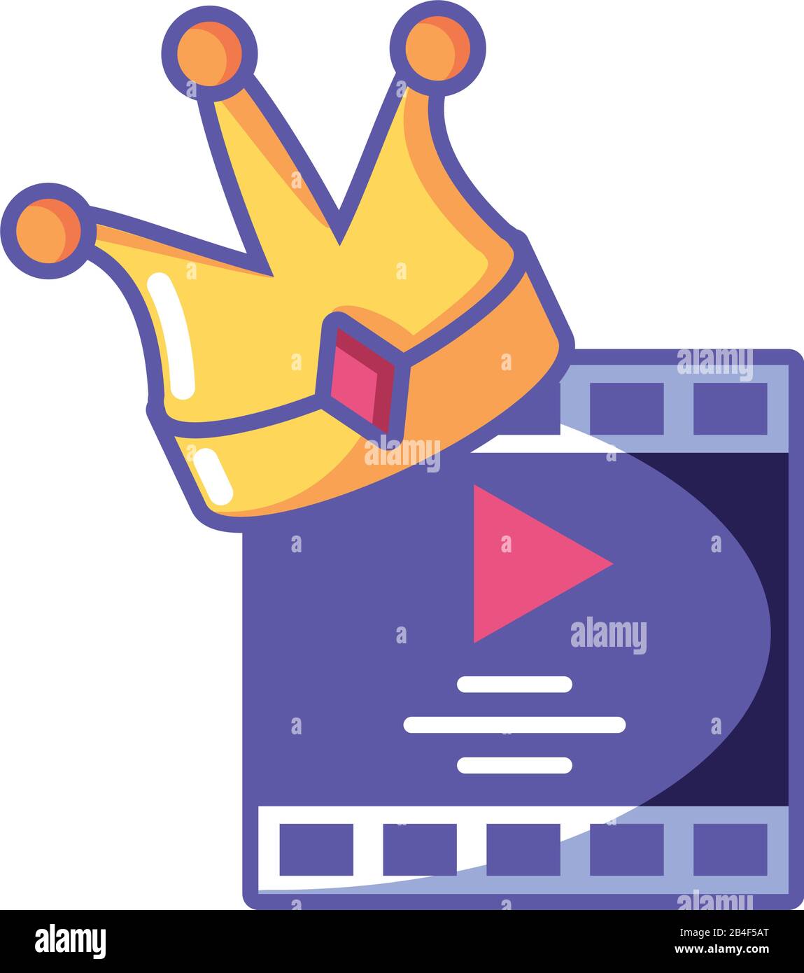 media player frame with play button on white background vector ...