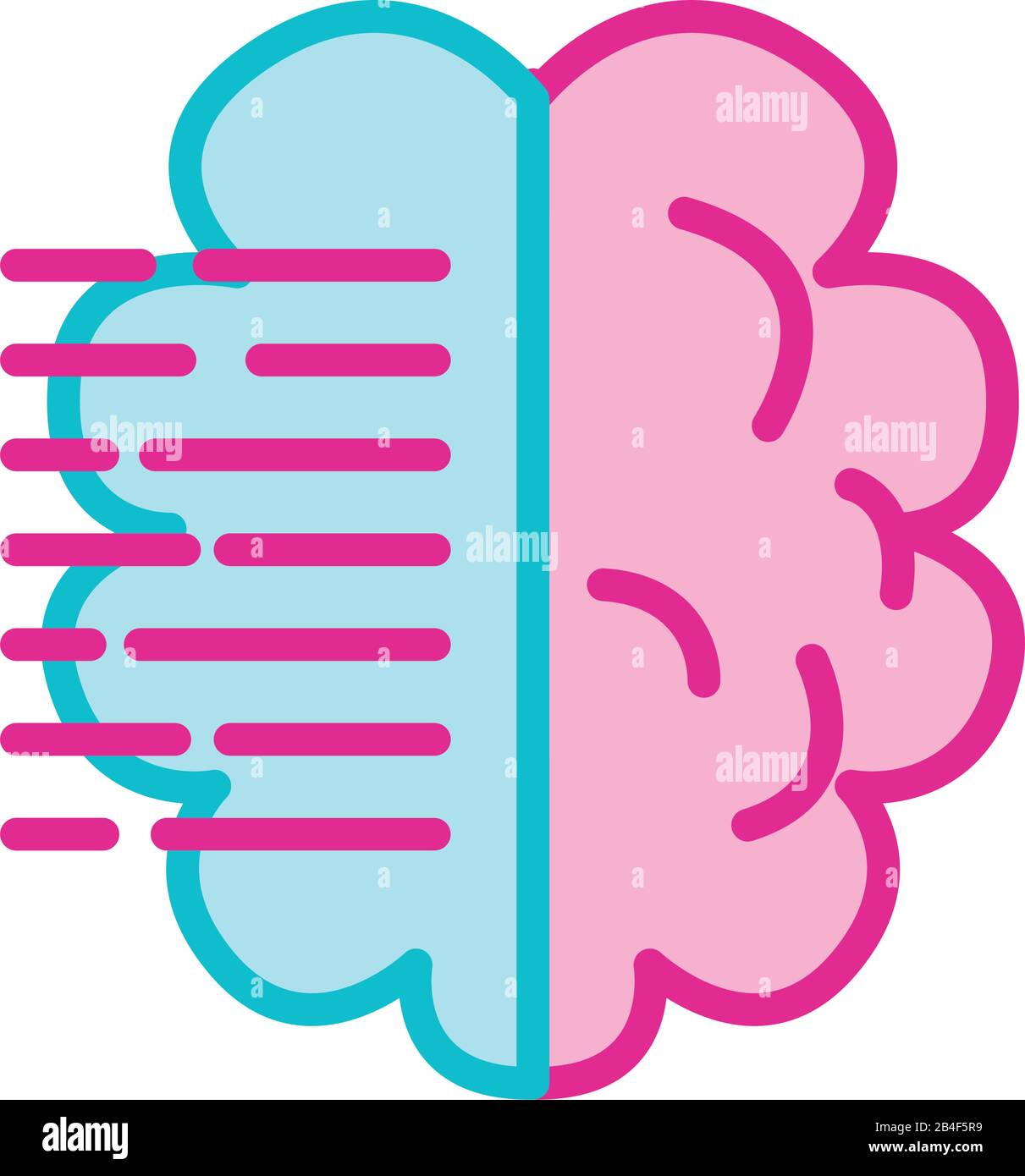 brain human with text line and fill s line and fill style icon Stock ...