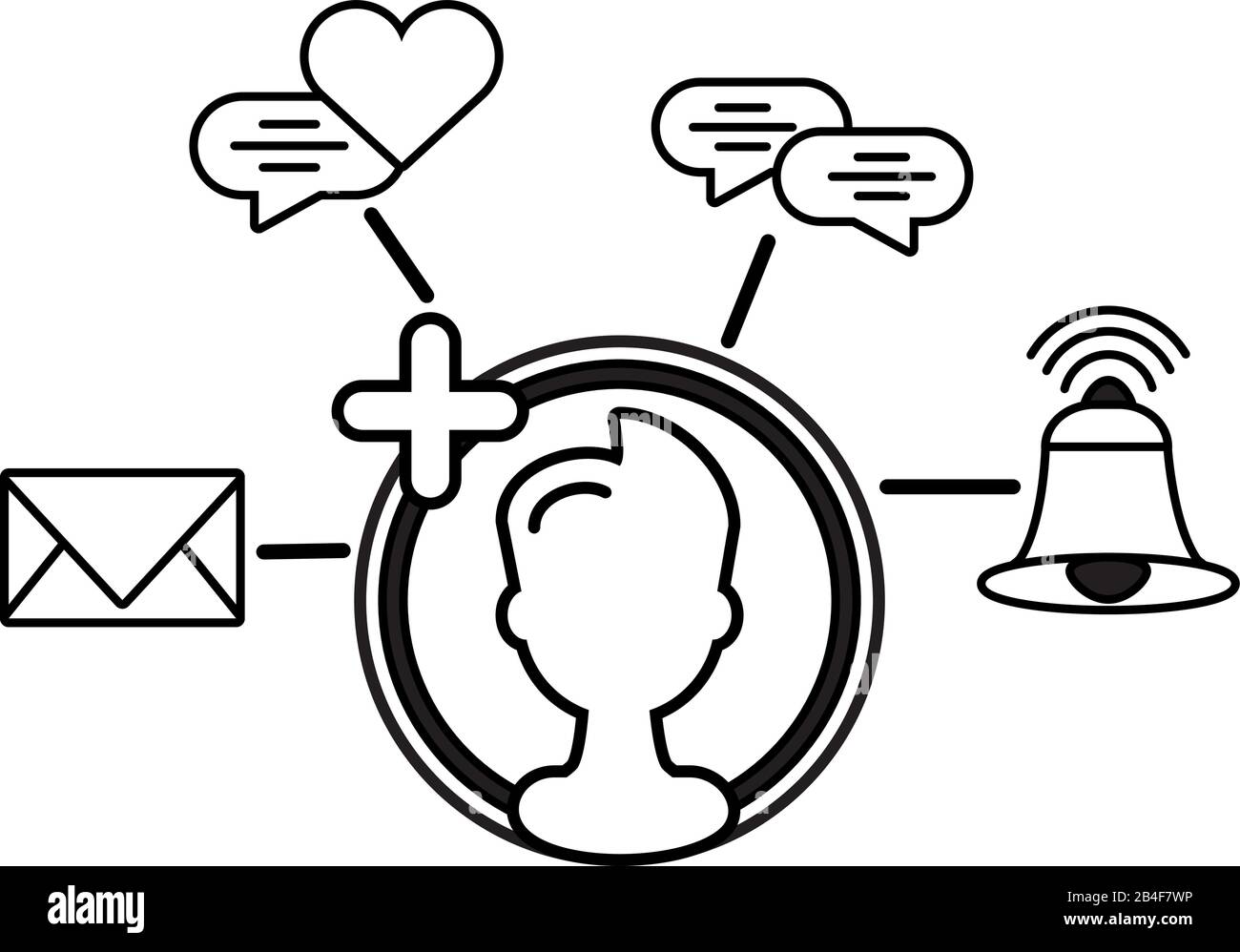 man thinking of digital business ideas on white background vector ...