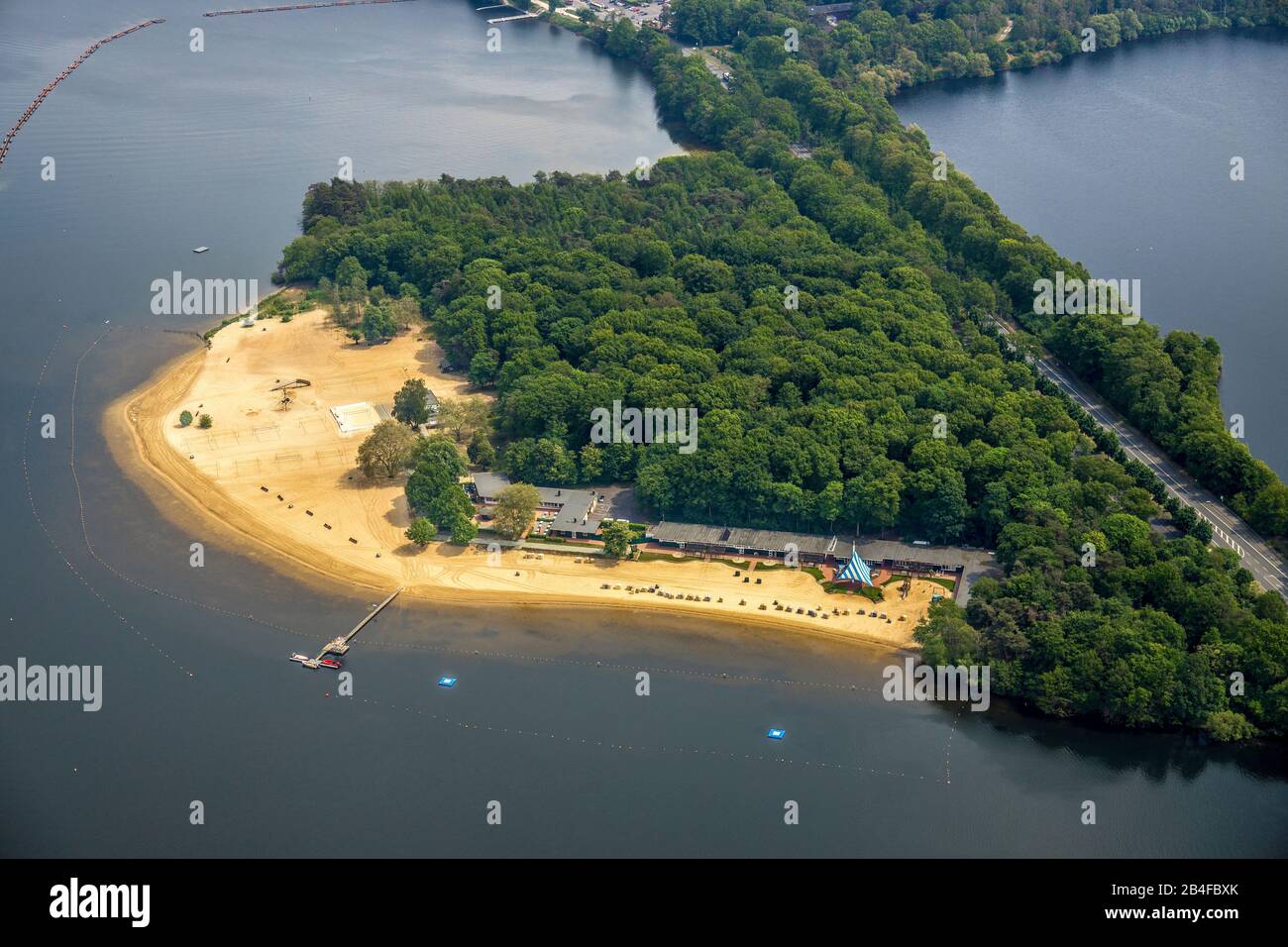 Aerial view of the seaside resort Haltern and the lake reservoir ...