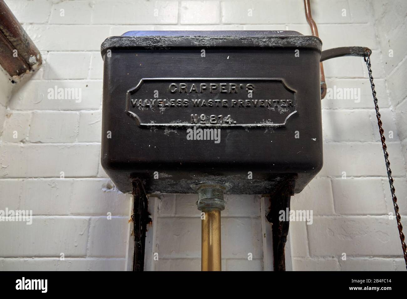 A Thomas Crapper cistern above a toilet in the Victorian-era gents ...