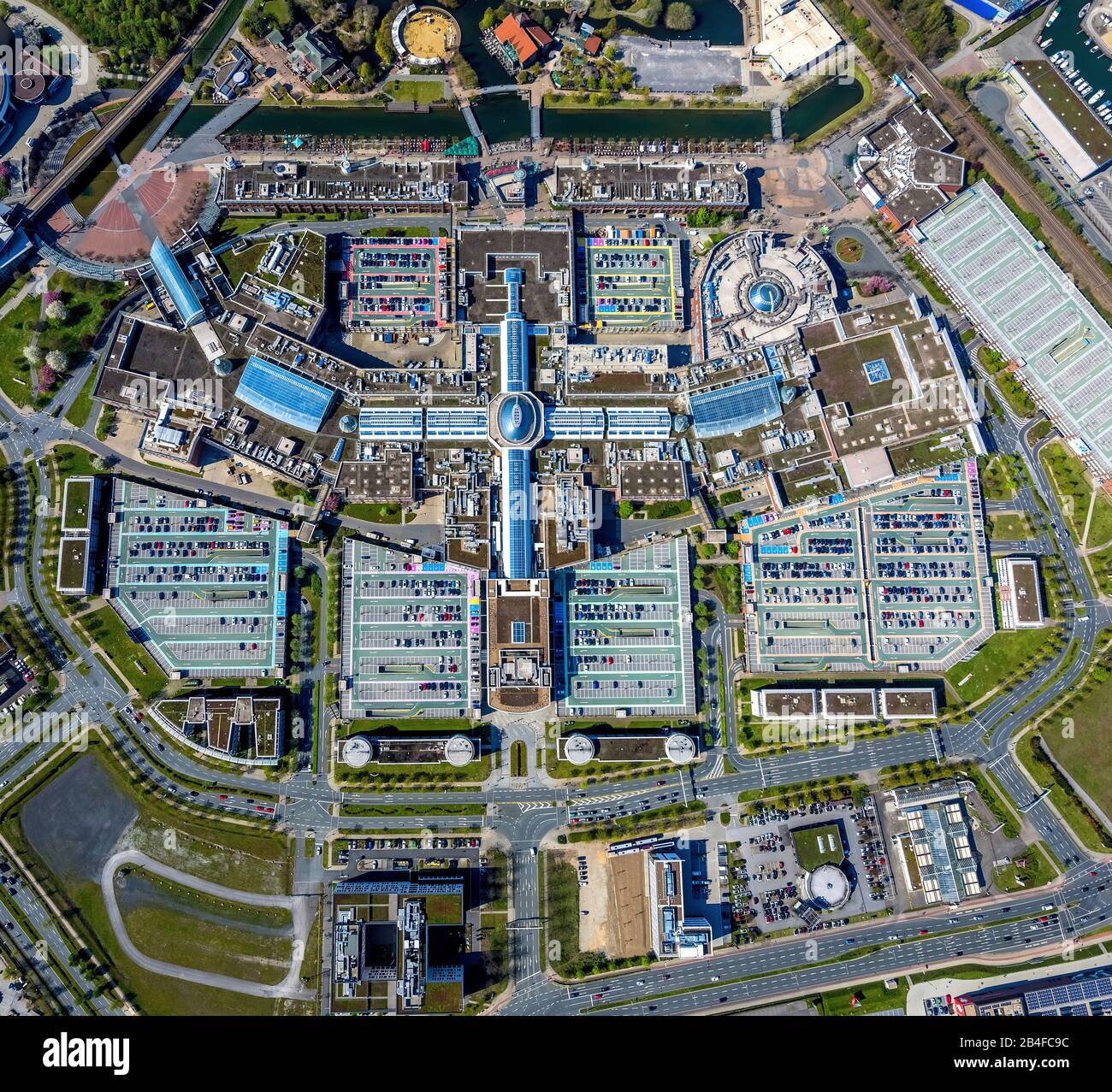 Aerial view of ECE shopping mall CENTRO in Oberhausen's new center in ...
