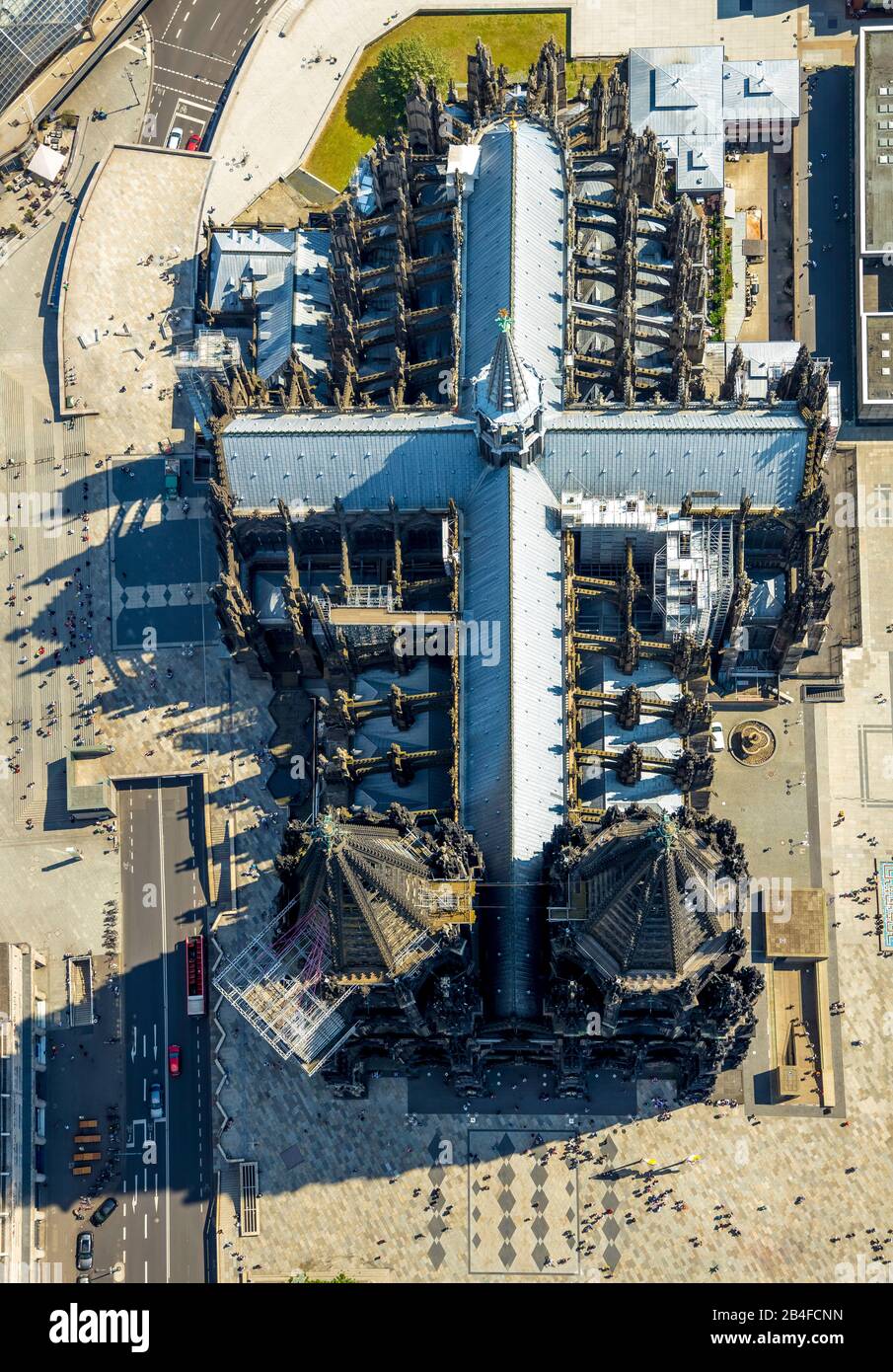Aerial view of the center of Cologne on the left bank of the Rhine with ...