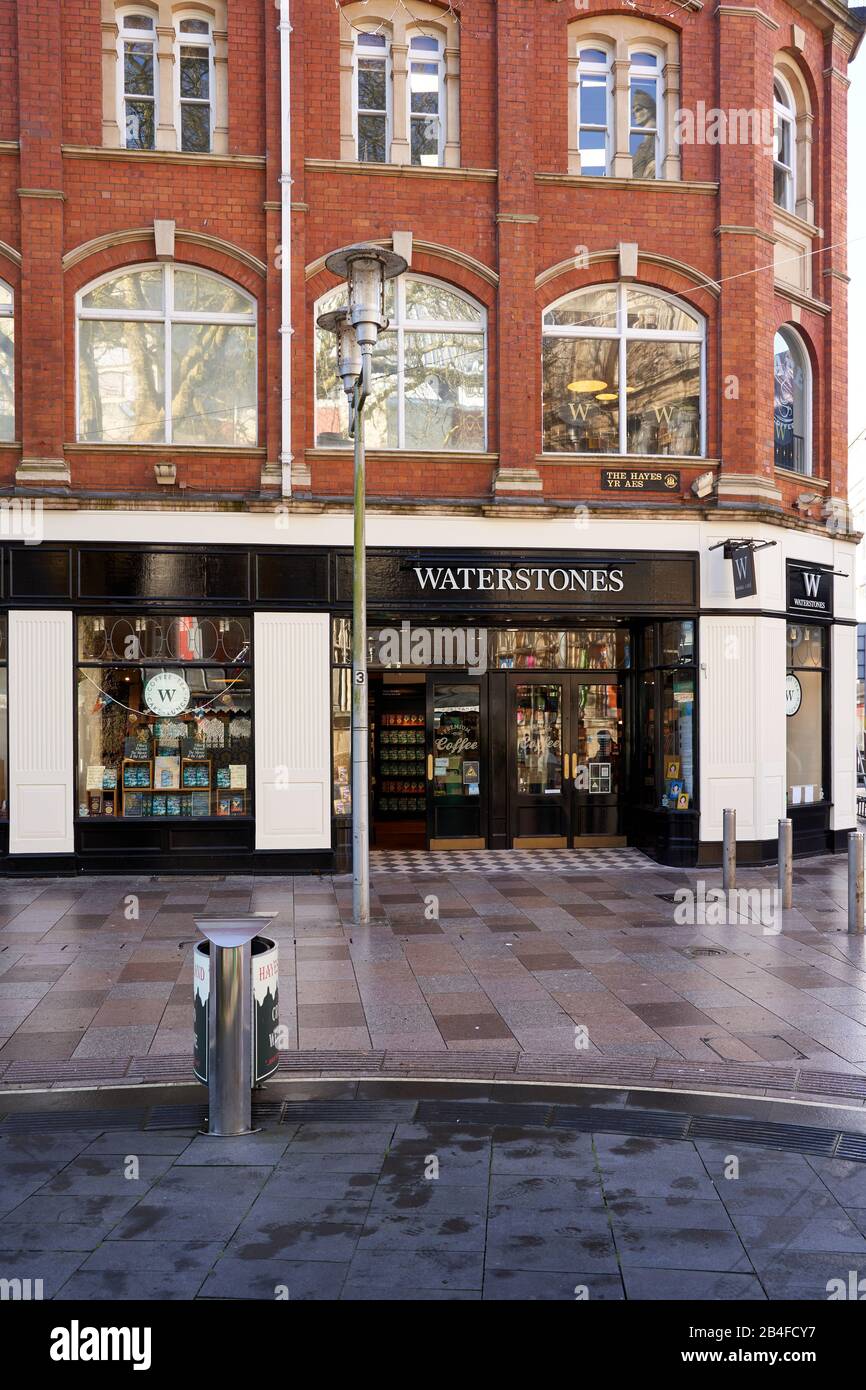 Waterstone's book shop on The Hayes, Cardiff, South Wales Stock Photo ...
