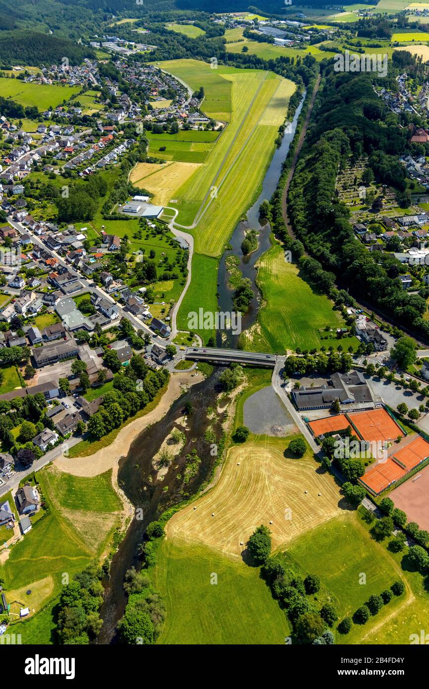 Aerial view of the Ruhr renaturation around the motor bridge, Ruhr ...