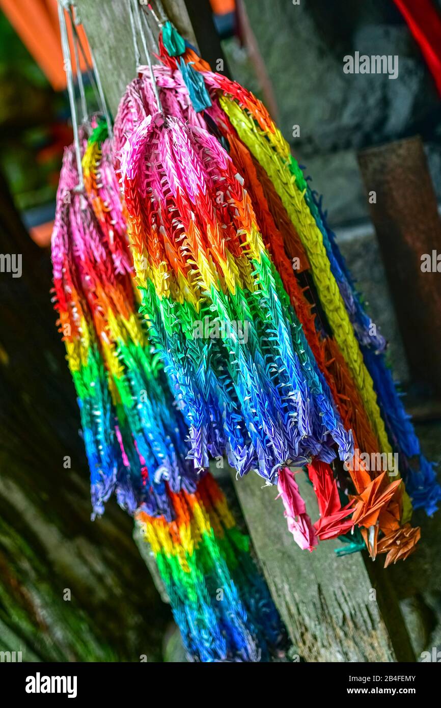 Origami prayer offerings, Fushimi Inari Shrine, Kyoto, Honshu, Japan ...