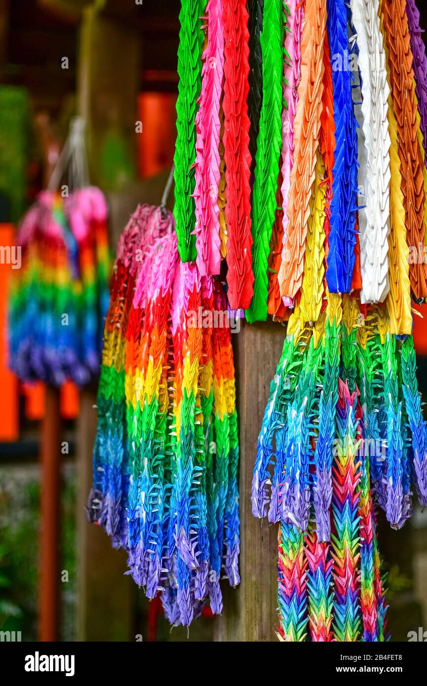 Origami prayer offerings, Fushimi Inari Shrine, Kyoto, Honshu, Japan ...