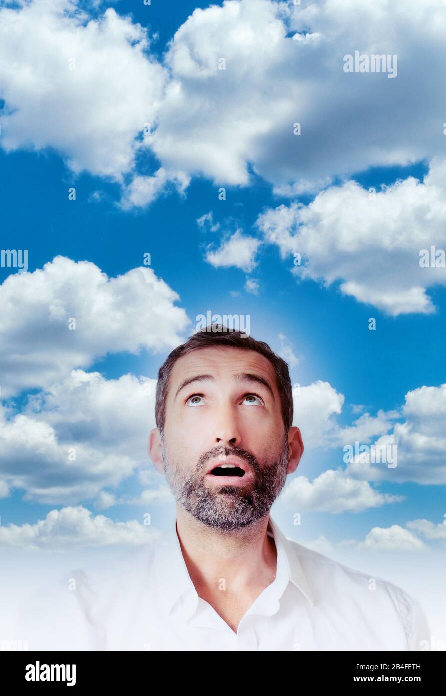 Person portrait sky clouds looking up hi-res stock photography and ...