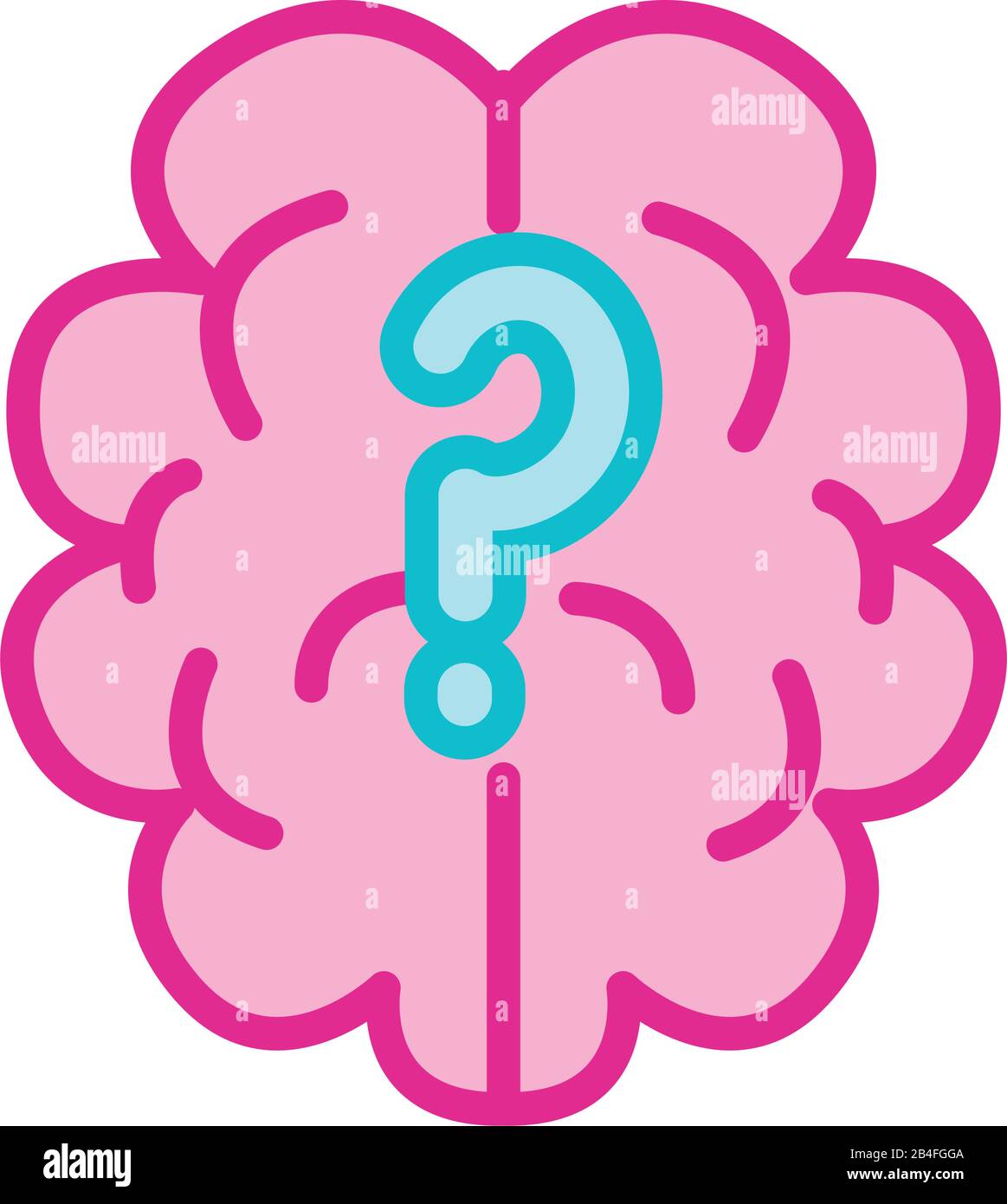 brain human with interrogation symbol line and fill style icon Stock ...