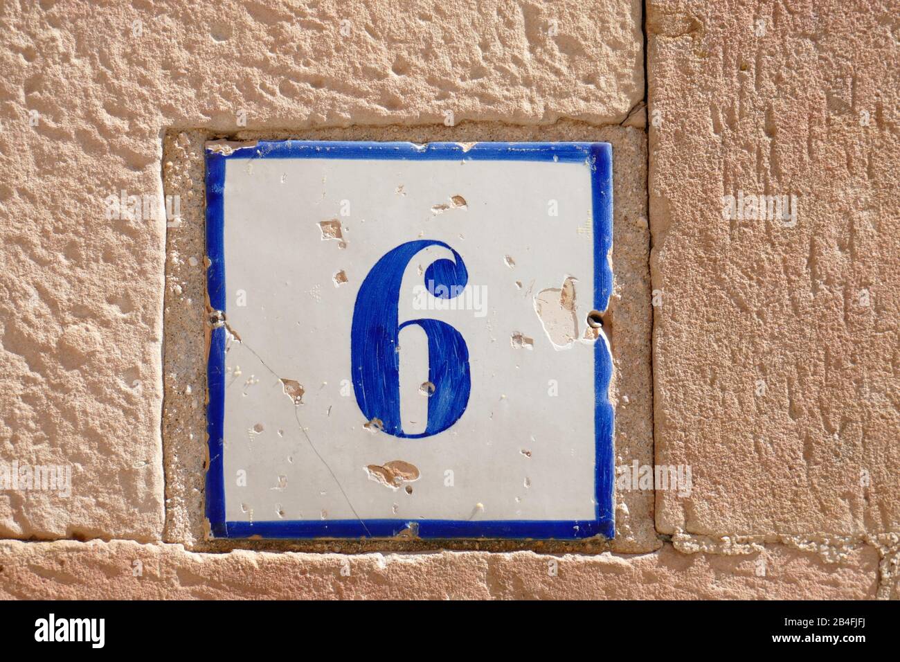 Blue house number plate in the old town, Salamanca, Castile and Leon ...