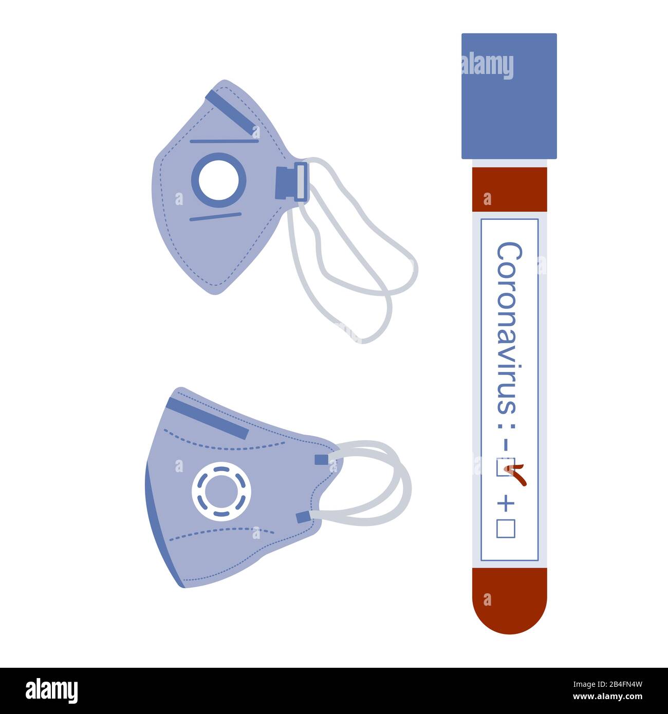 Vector illustration Blood tube, negative Chinese corona virus ncov test ...