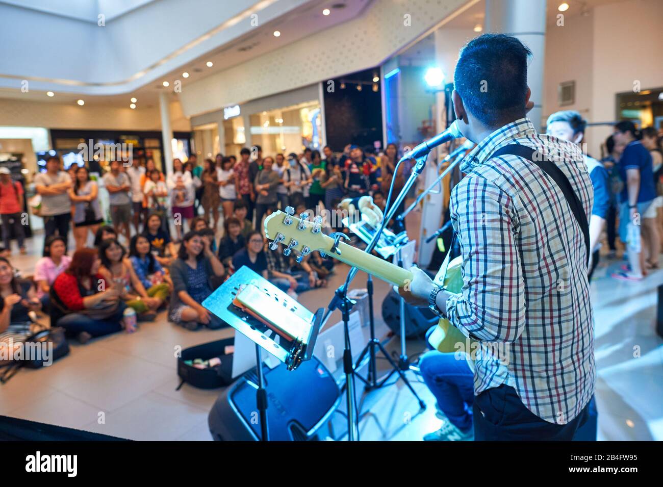 BANGKOK, THAILAND - CIRCA JUNE, 2015: a live music performance at a ...