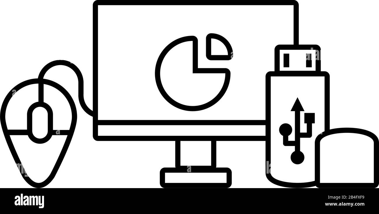 computer screen with digital technology in white background vector ...