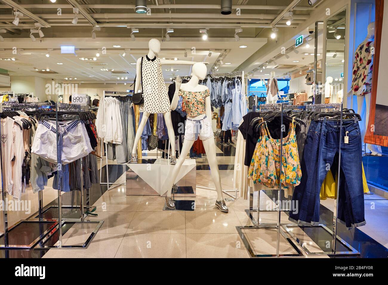 BANGKOK, THAILAND - JUNE 21, 2015: clothes on display at a store in ...