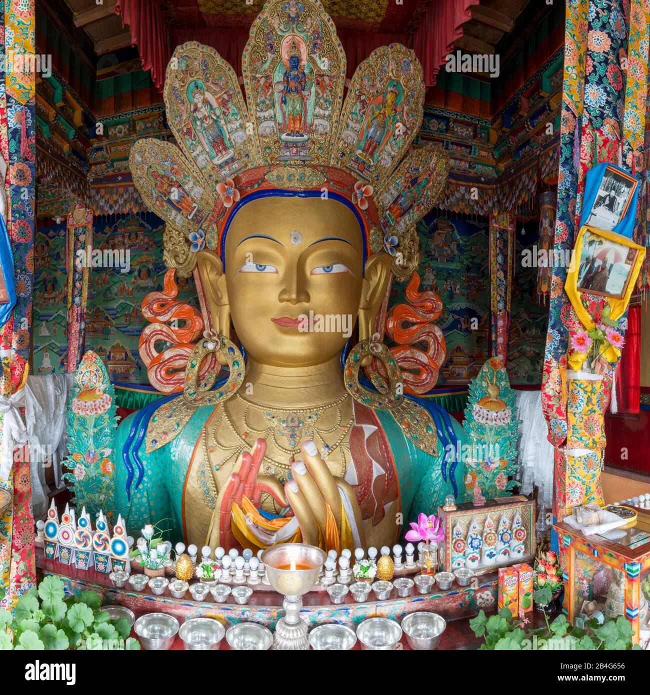 Buddha statue, Maitreya, Tikse Yellowstone monastery, Ladakh, jammu and ...