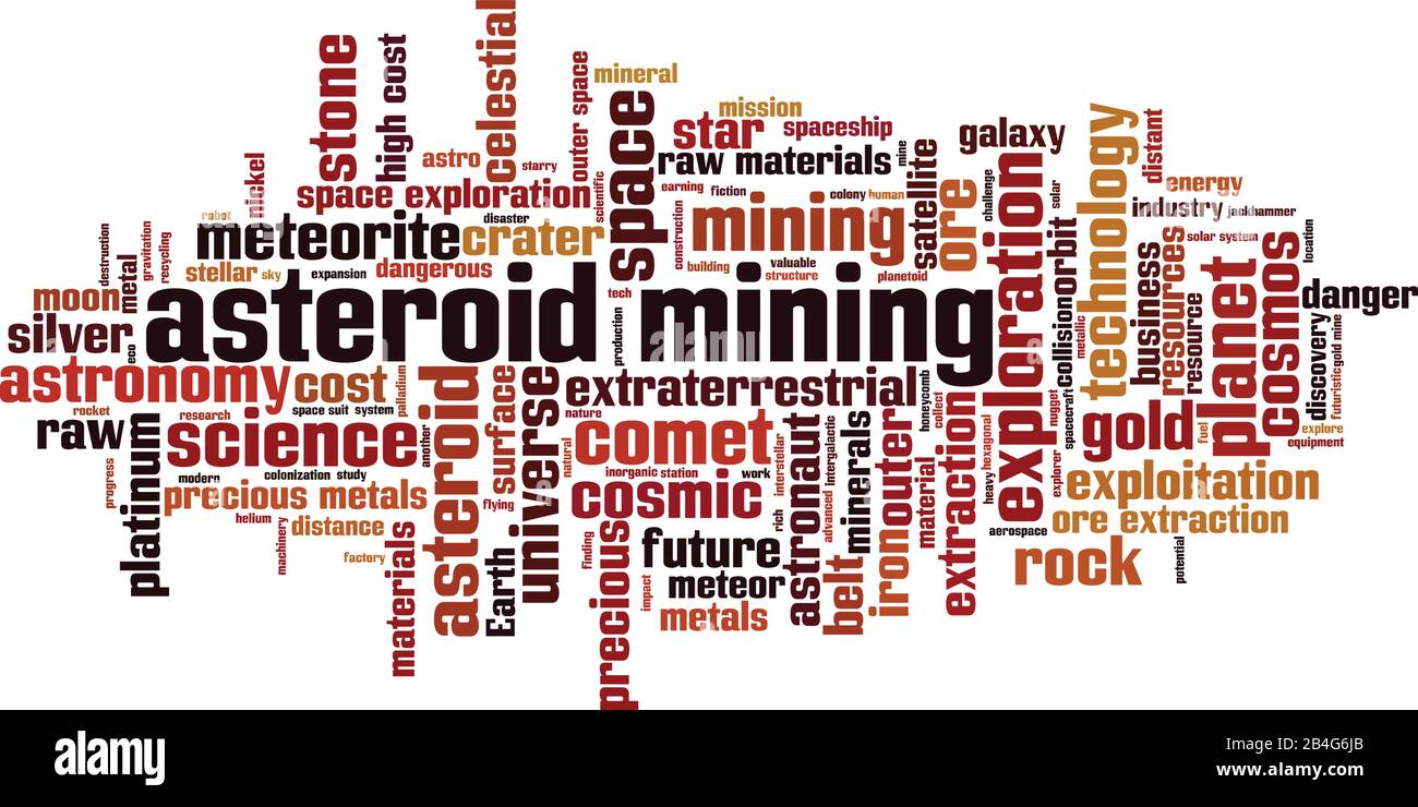 Asteroid mining word cloud concept. Collage made of words about ...