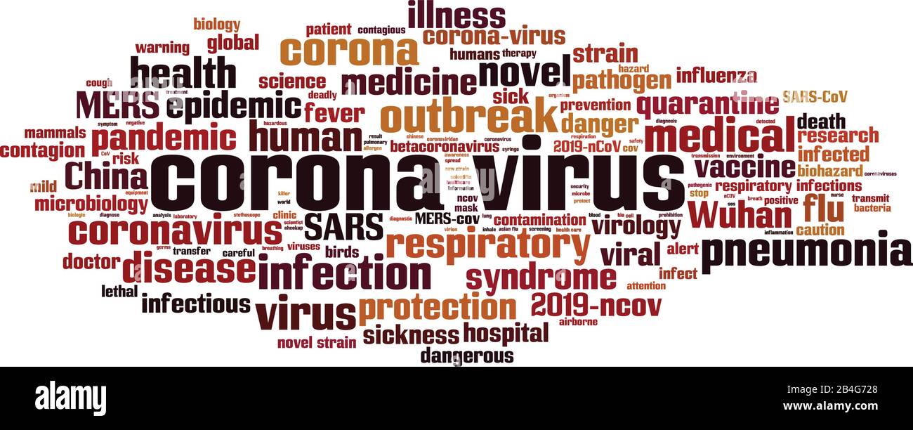 Corona virus word cloud concept. Collage made of words about corona ...