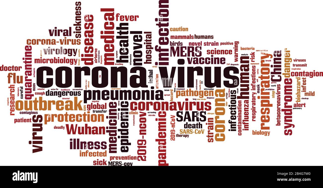Corona virus word cloud concept. Collage made of words about corona ...