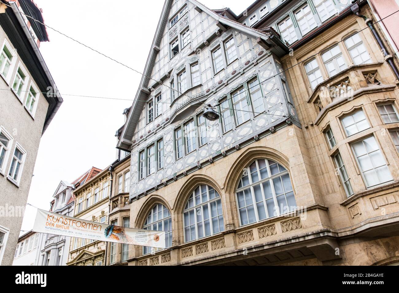 House facade, windows, city view, facade, Jena, Thuringia, Germany ...