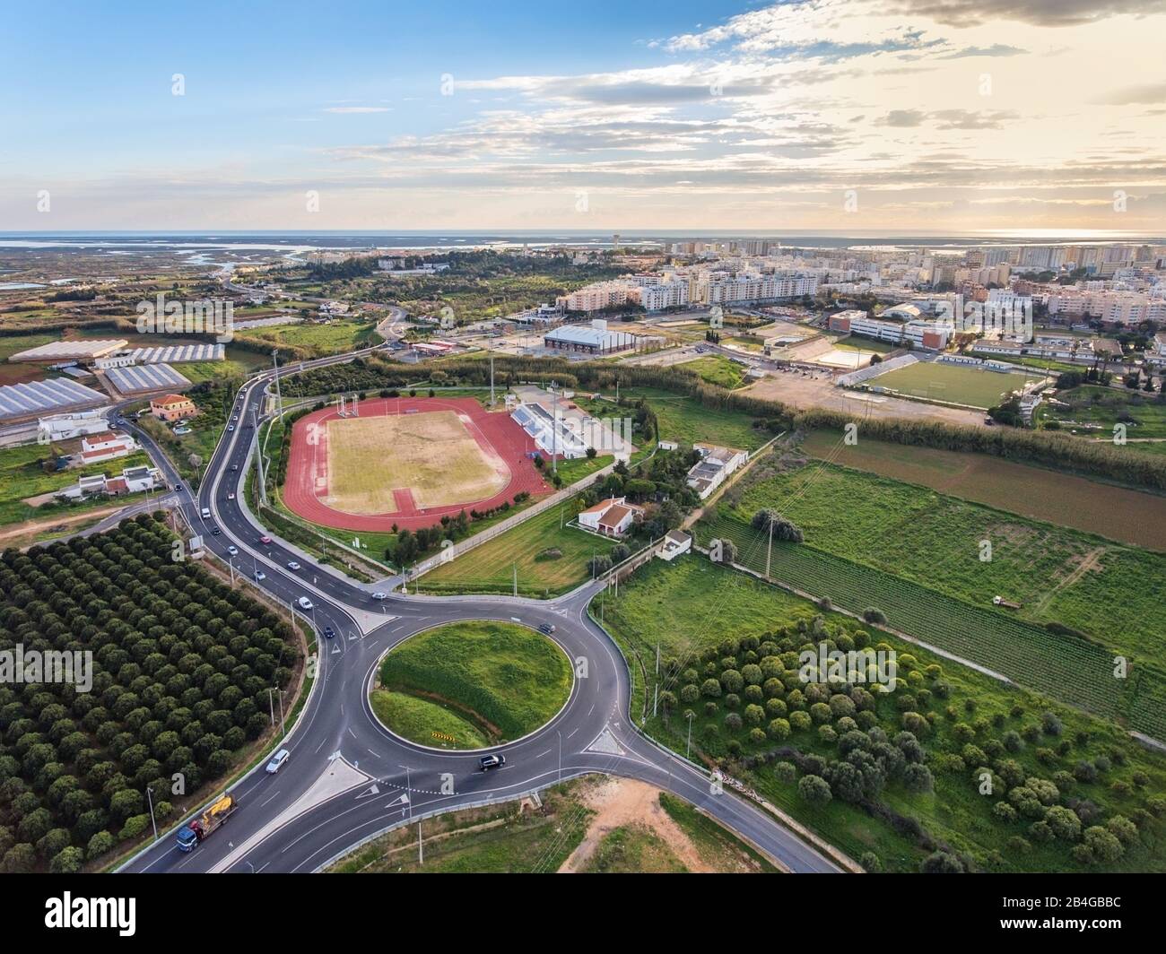 Aerial. View from the sky to the Portuguese city of Faro Stock Photo ...