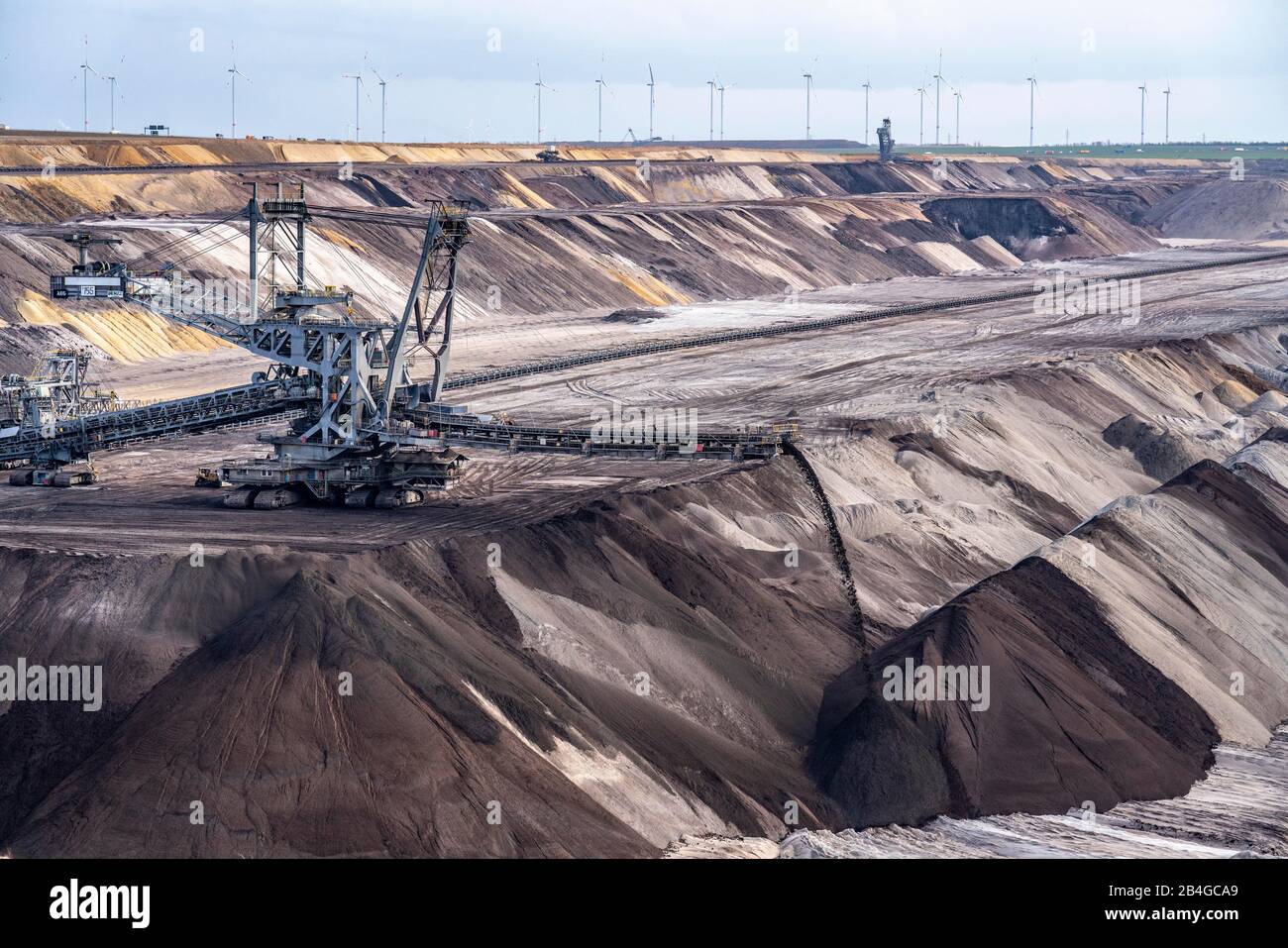 Lignite open pit mine Garzweiler II, spreader excavator fills up the ...