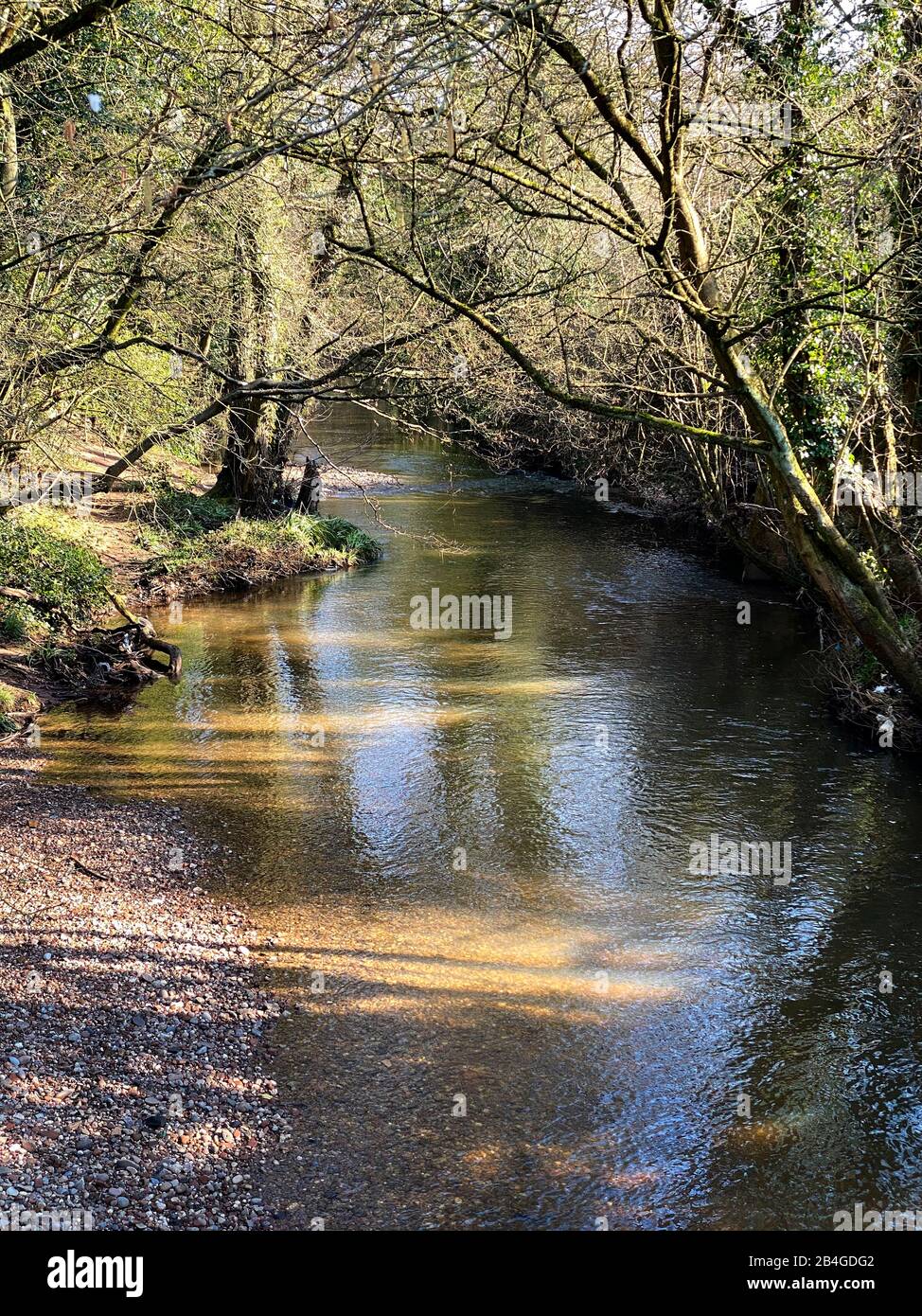 The river Arrow winding through the countryside near Redditch ...