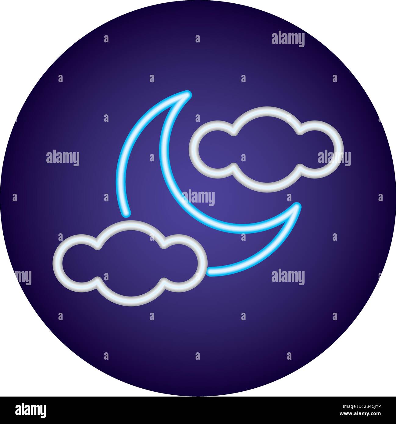 moon night with cloud neon light style icon Stock Vector Image & Art ...