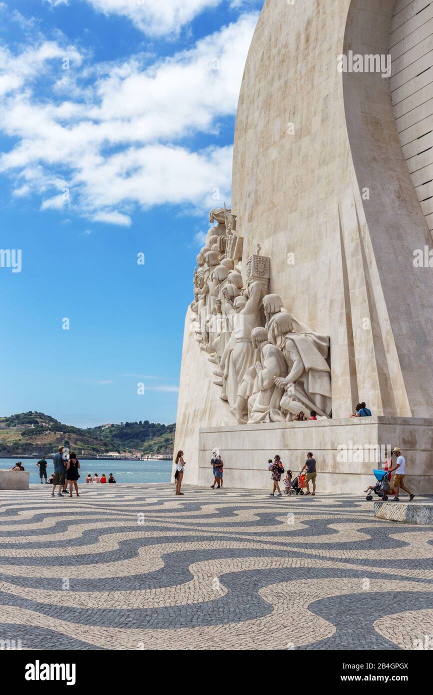 Lisbon July 30, 2018: Detail of sculptures of famous sailors, at ...