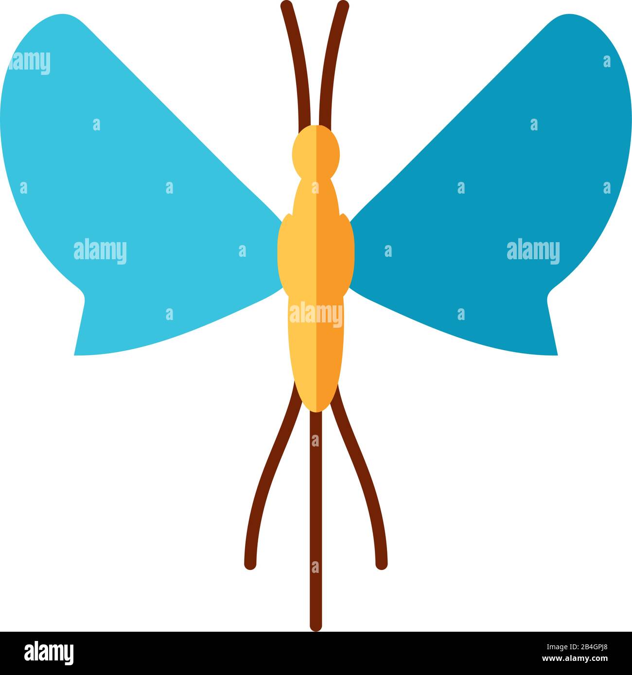 Leaf Butterfly Insect Over White Background Flat Style Icon Vector