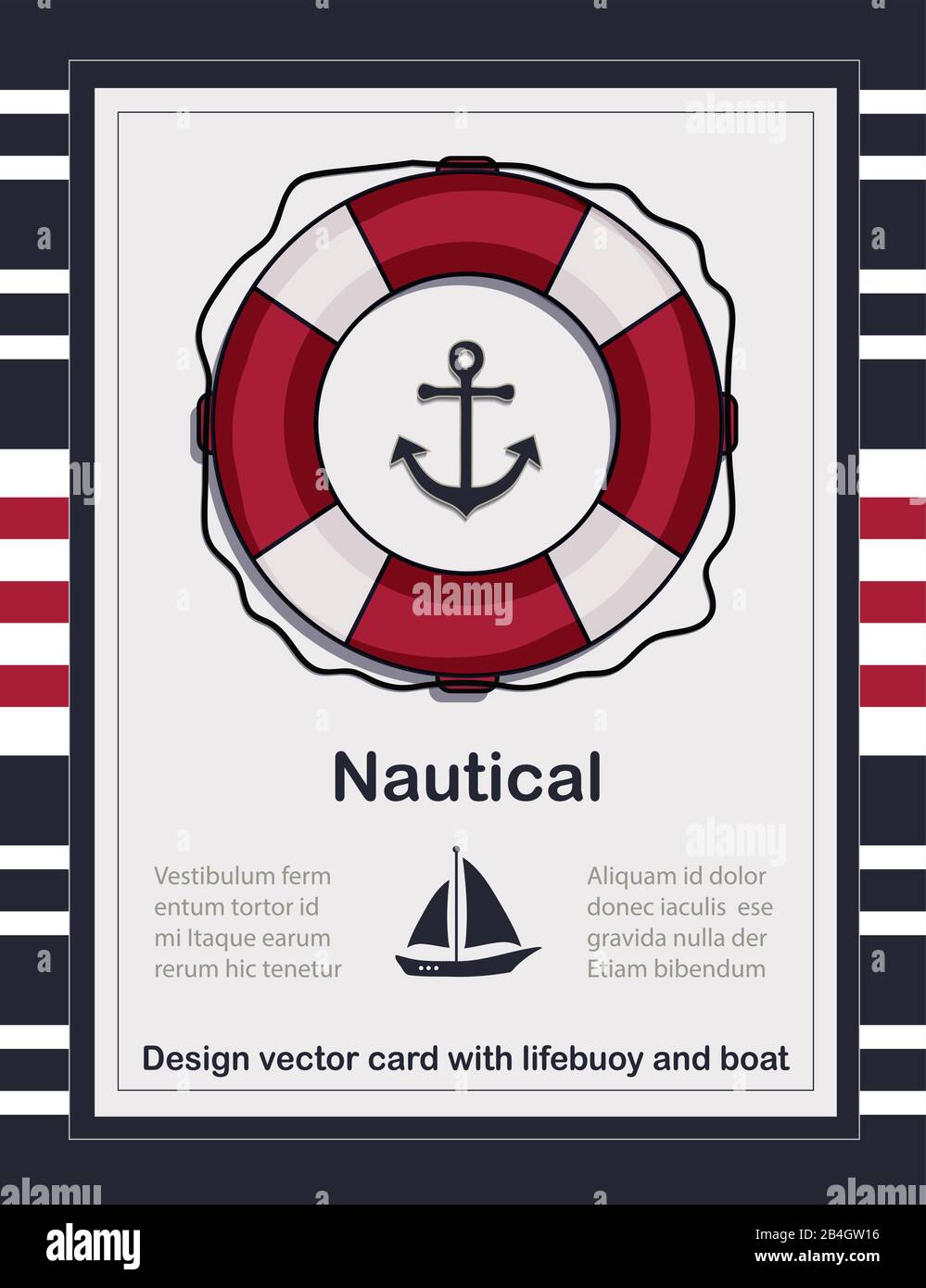 Nautical card template with lifebuoy vector, swimming ring Stock Vector ...