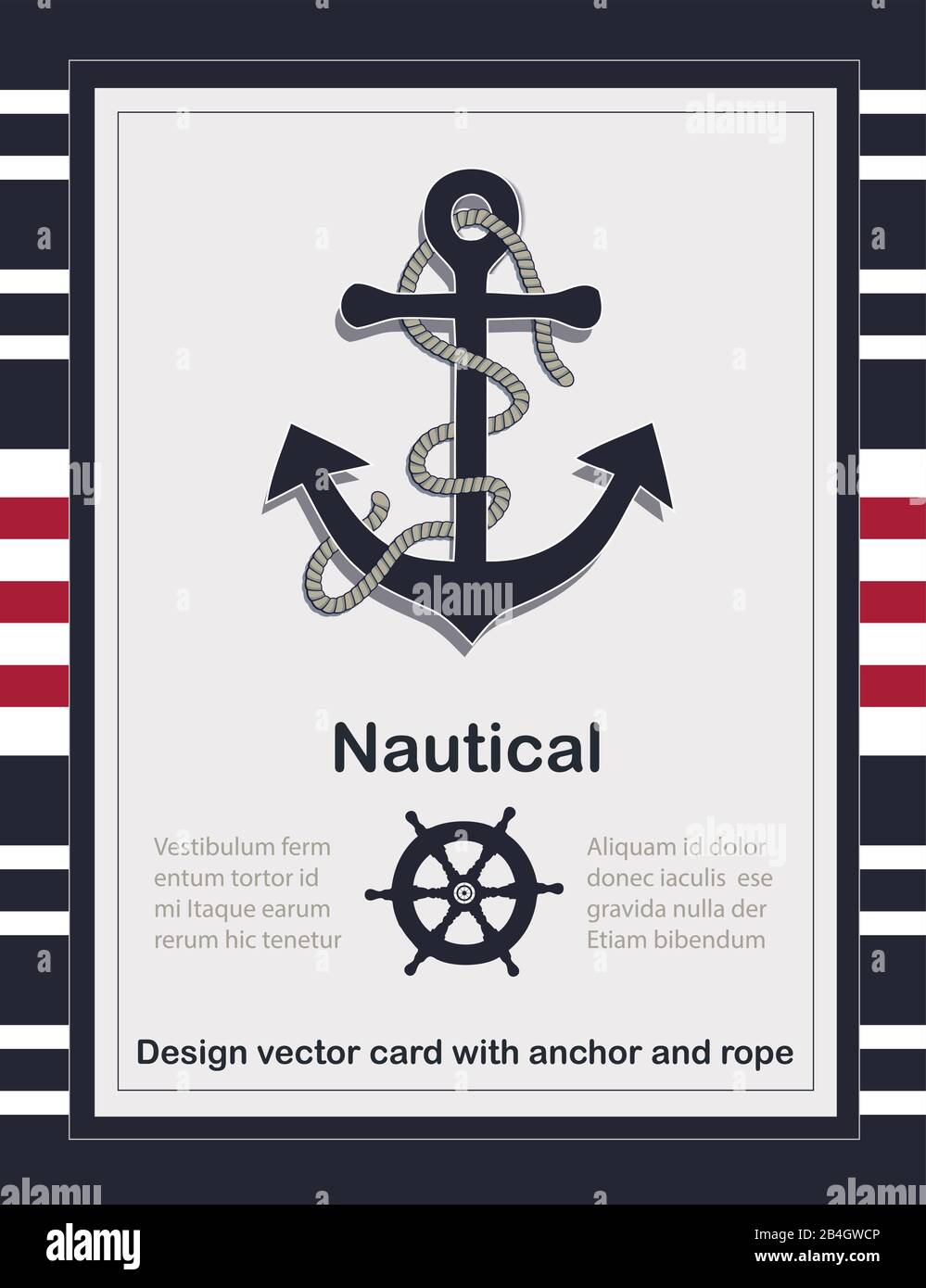 Nautical card template vector with anchor and rope Stock Vector Image ...