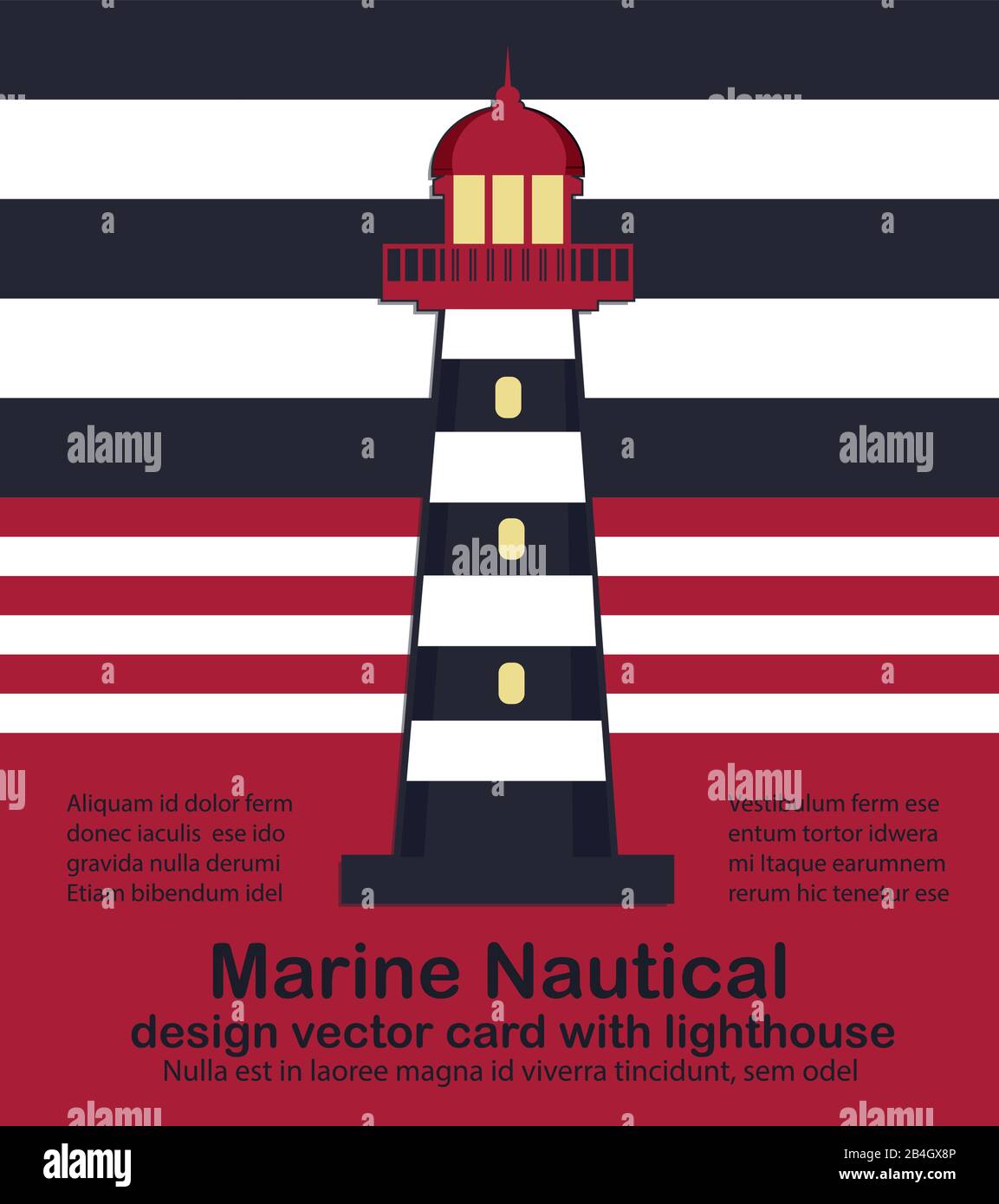 Nautical design card with Lighthouse vector Stock Vector Image & Art ...