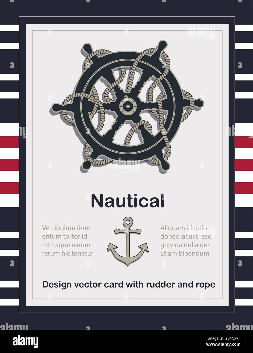 Nautical card template vector with marine rudder and rope Stock Vector ...
