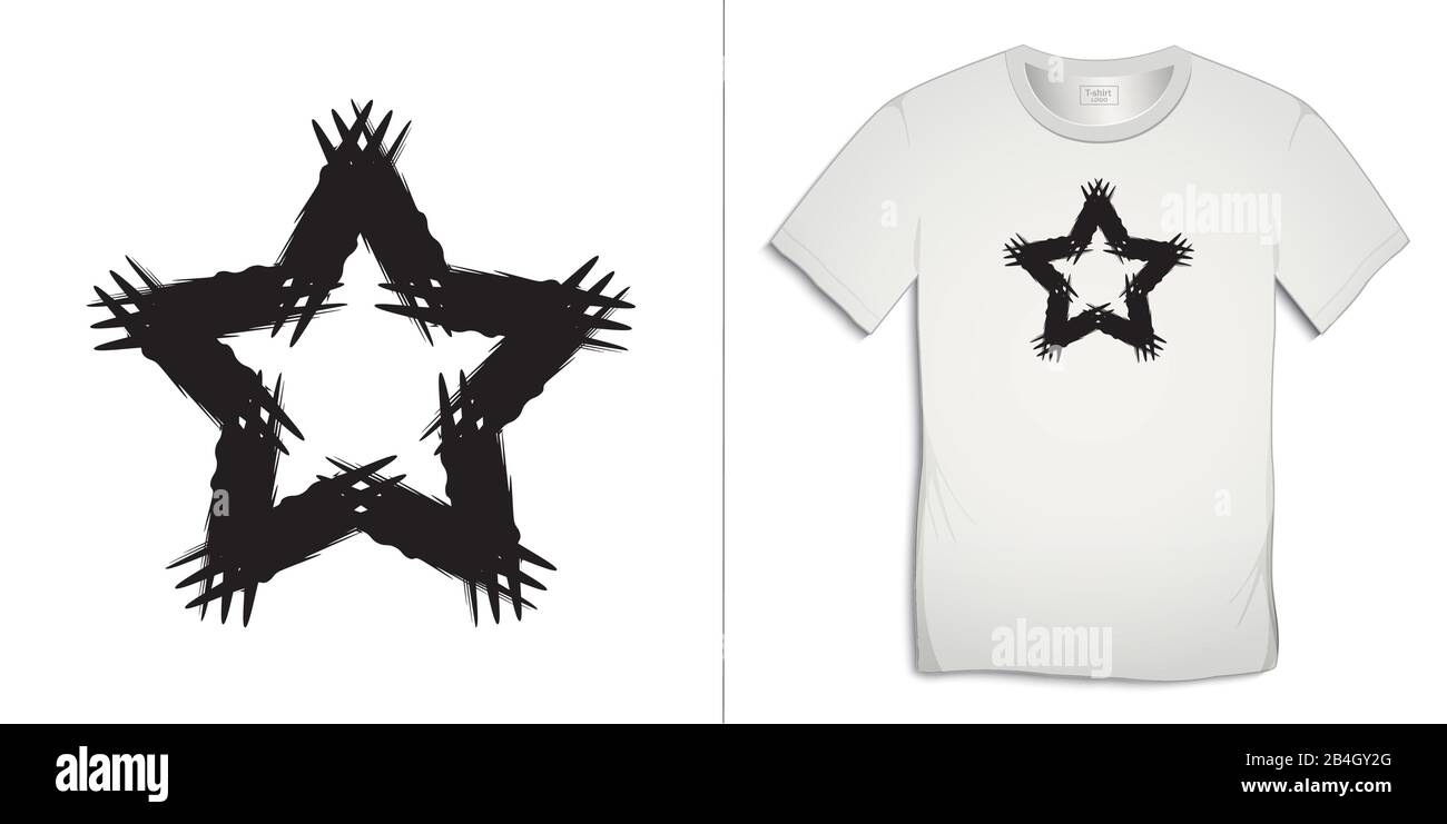 Print on t-shirt, Star icon painted, art graphics design, isolated on ...