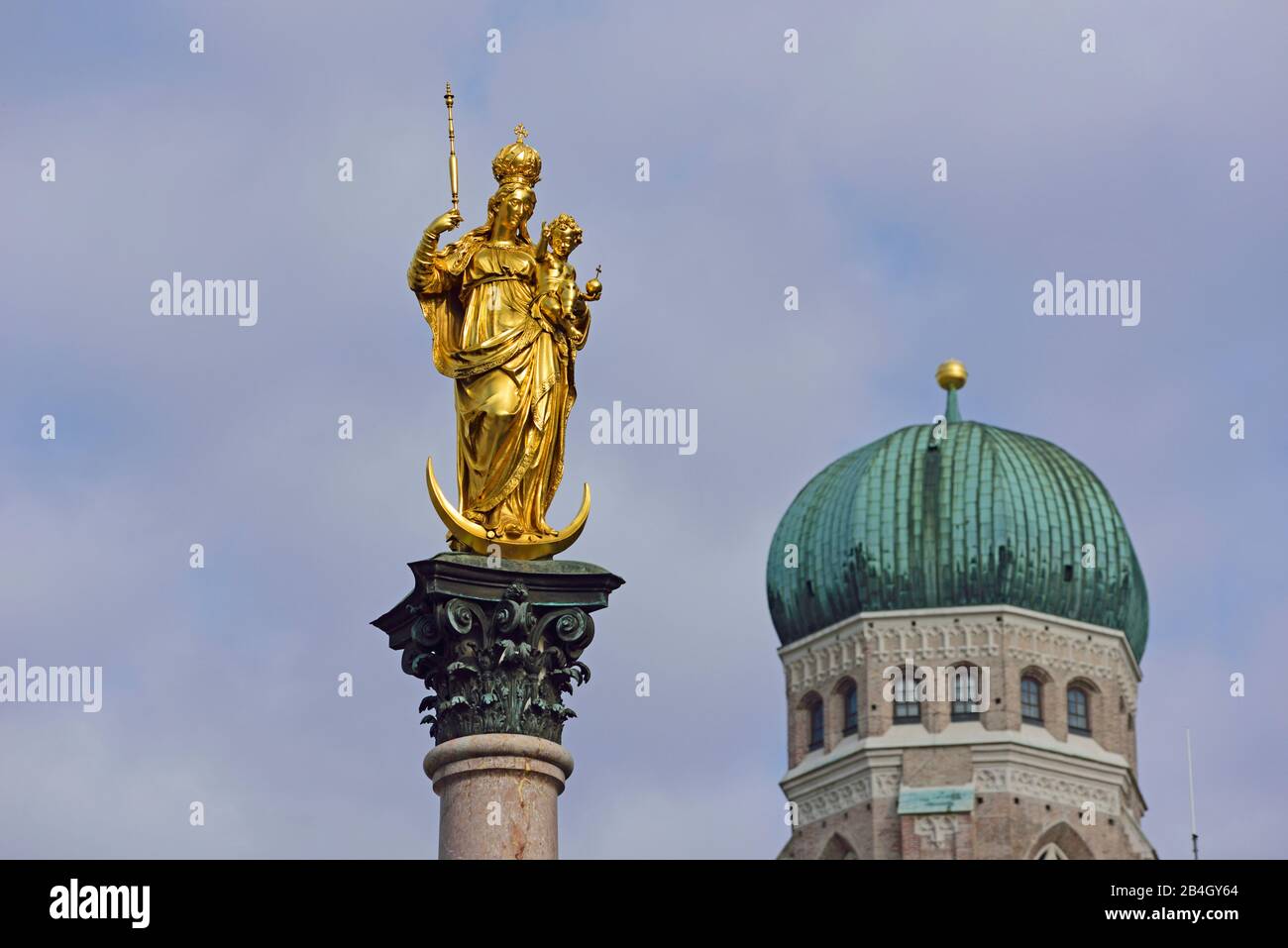 Europe, Germany, Bavaria, City of Munich, City, Marienplatz, Statue of ...