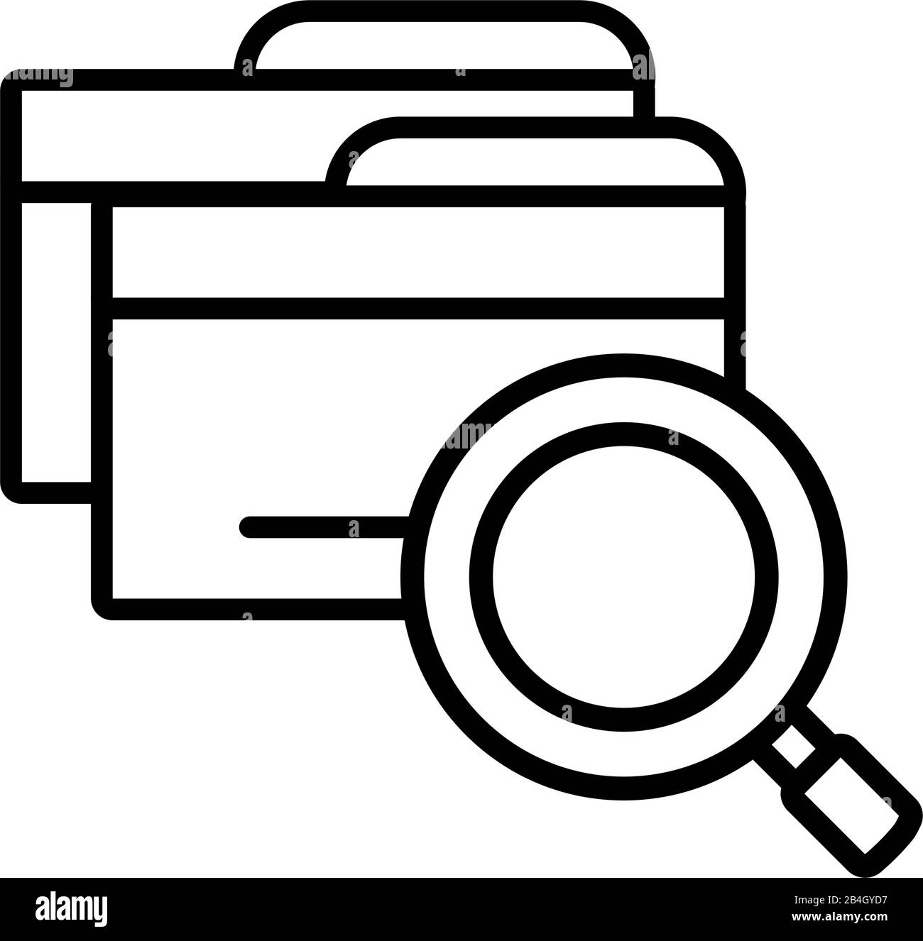 magnifying glass with digital objects in white background vector ...