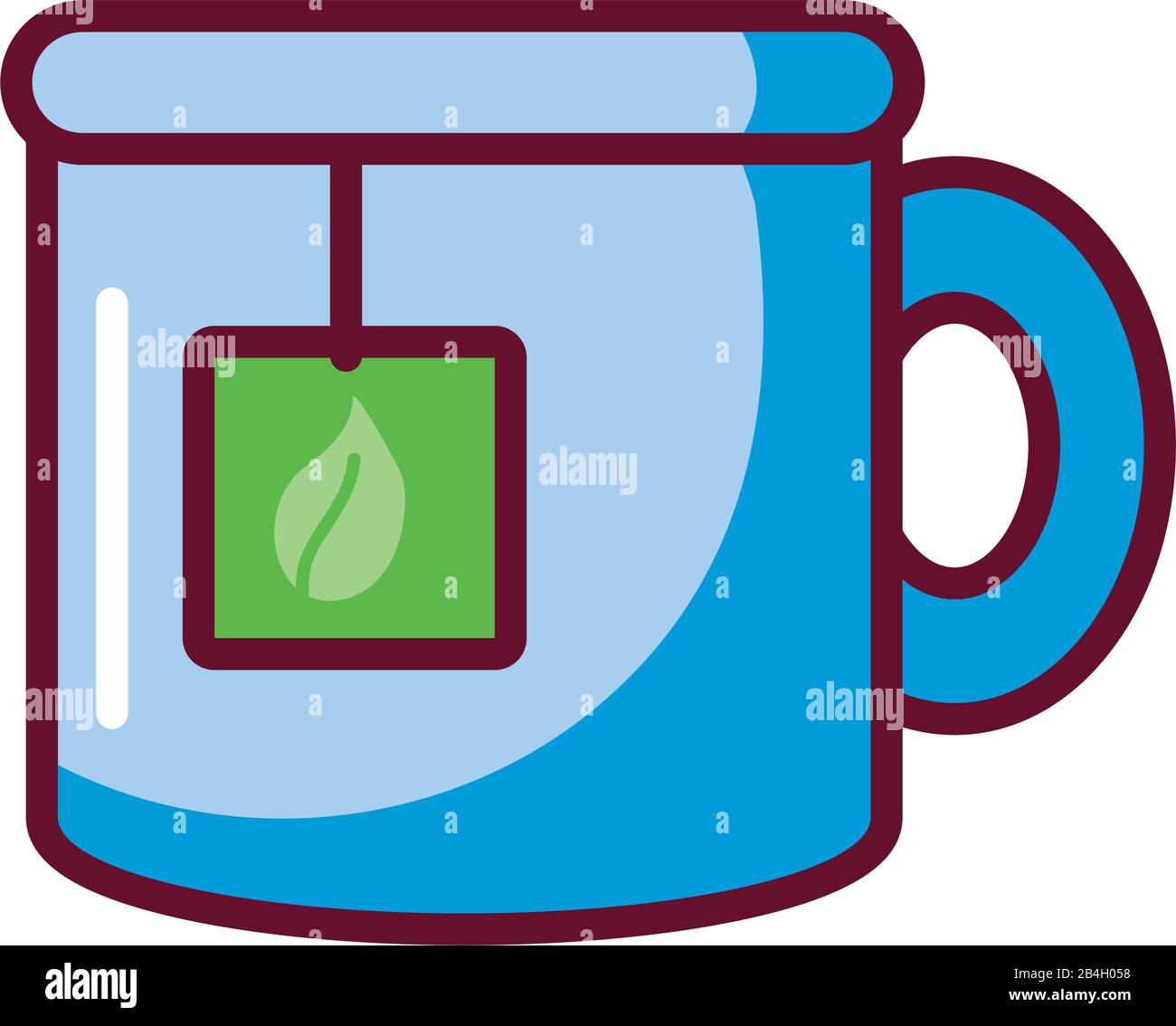 tea mug icon over white background, fill style, vector illustration ...