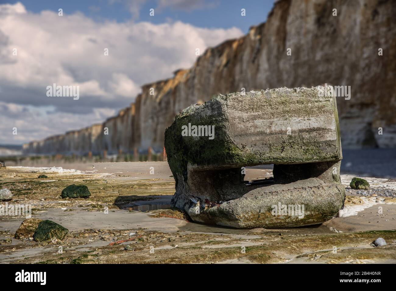 Normandy, alabaster coast, German bunker, ruin, Atlantic wall Stock ...