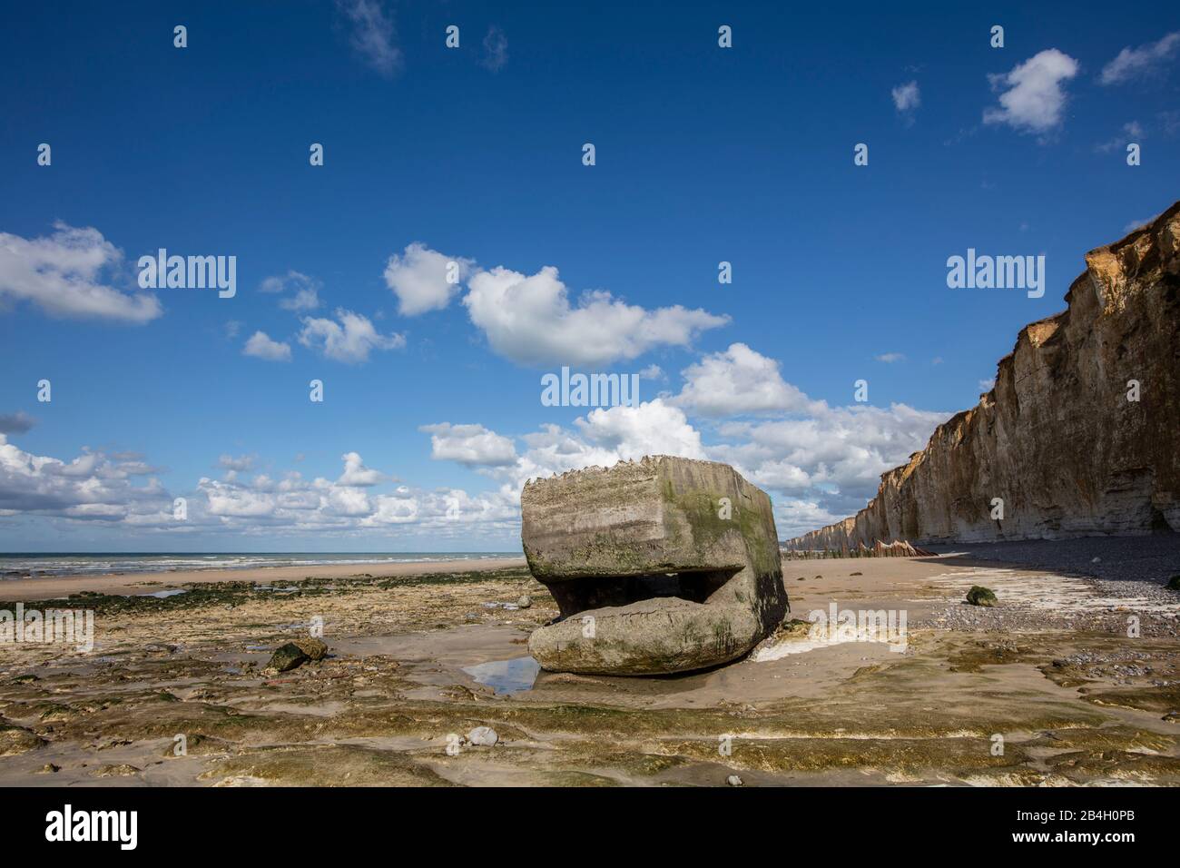 Normandy, alabaster coast, German bunker, ruin, Atlantic wall Stock ...