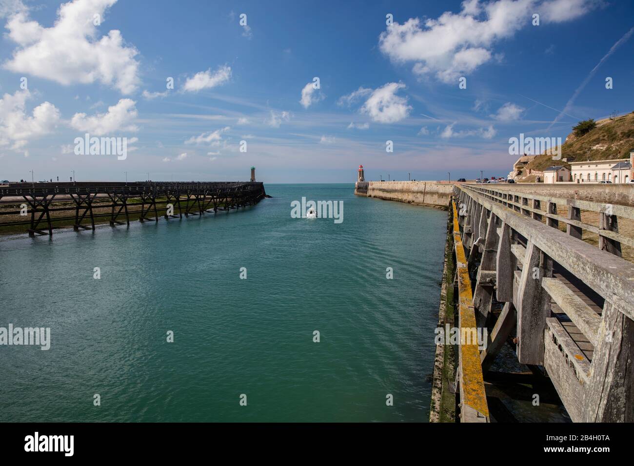 Normandy, Lighthouse, English Channel, Port, Wooden dock, Fecamp Stock ...