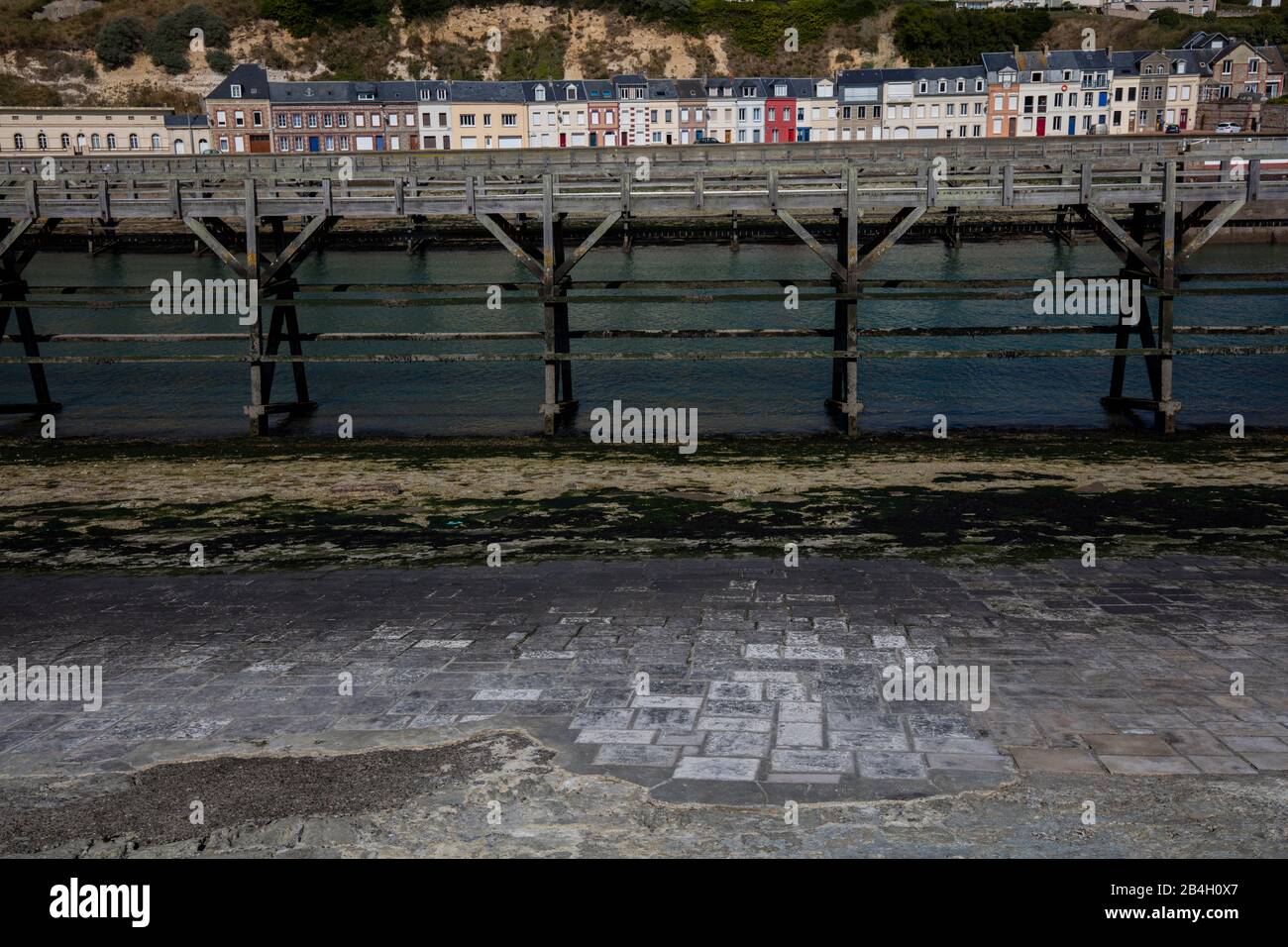 Normandy, English Channel, Port, Terraced houses, Ebb tide, Fecamp ...