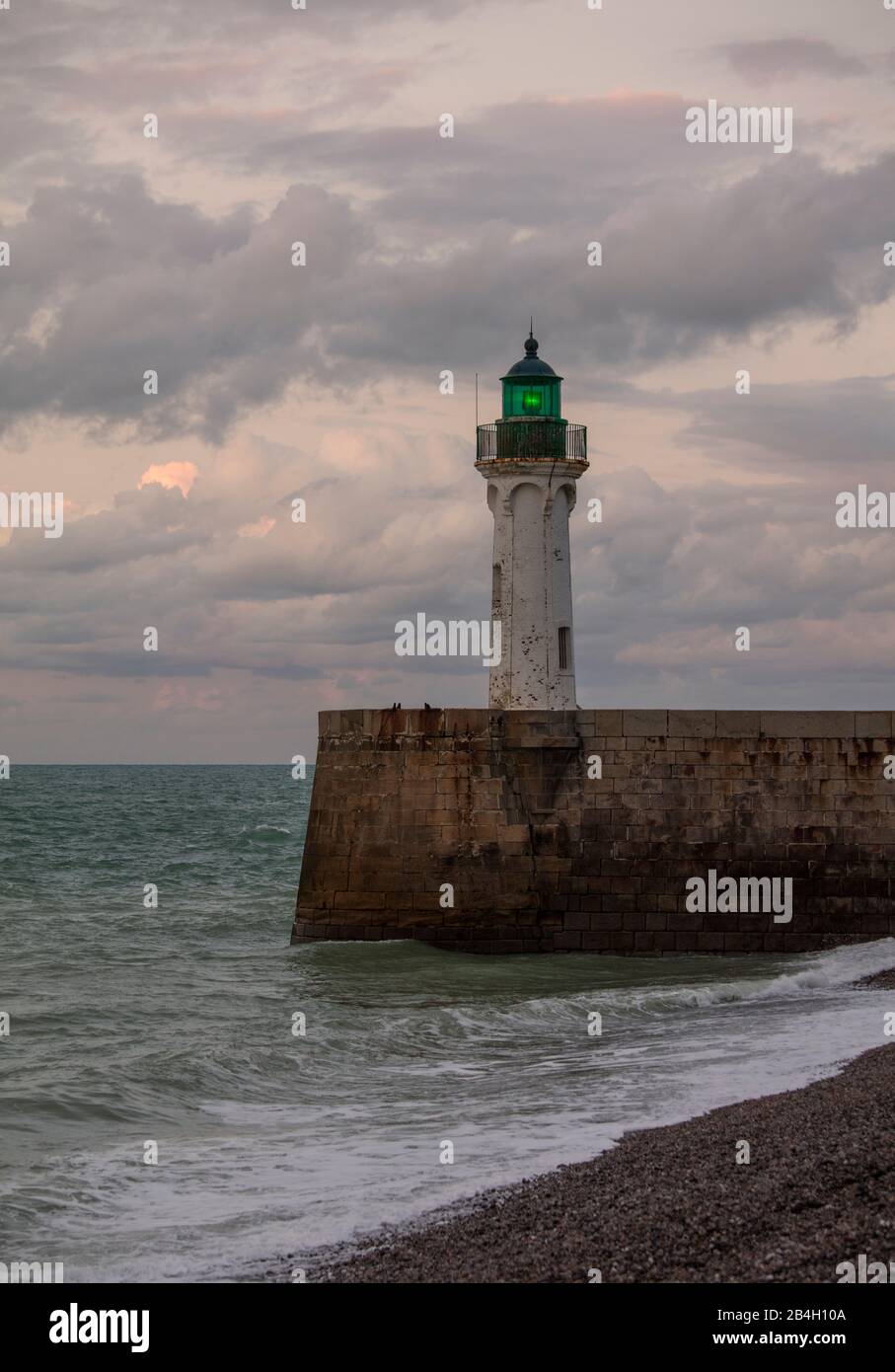 Normandy, lighthouse, clouds, English Channel, Atlantic Ocean Stock ...