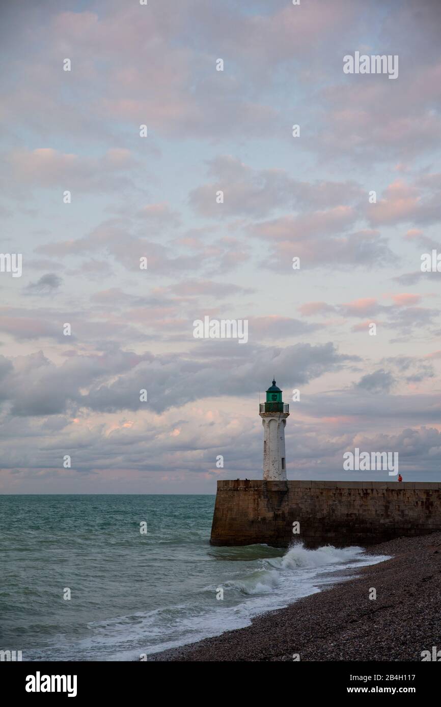 Normandy, lighthouse, clouds, English Channel, Atlantic Ocean Stock ...