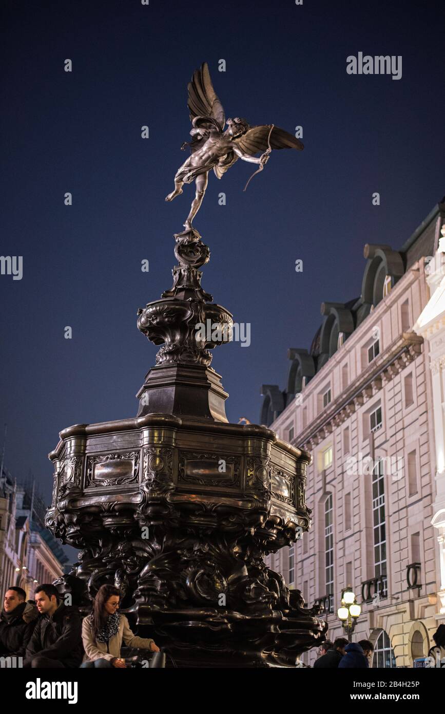 London, night, night shot, Piccadilly Circus, fountain, Erosbrunnen ...