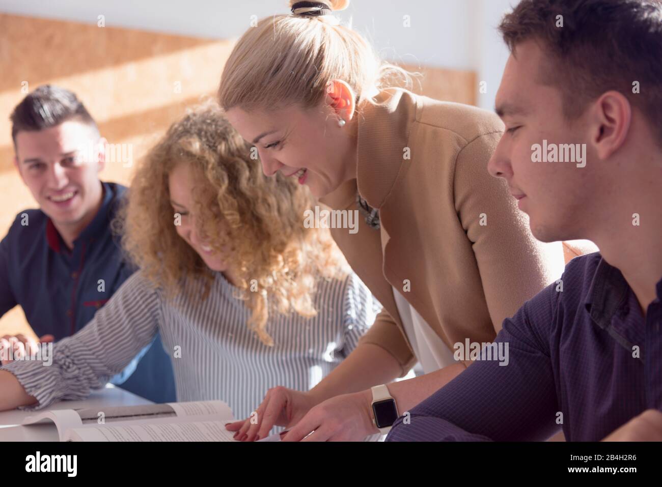 Female Architecture teacher at work. Female professor explain ...
