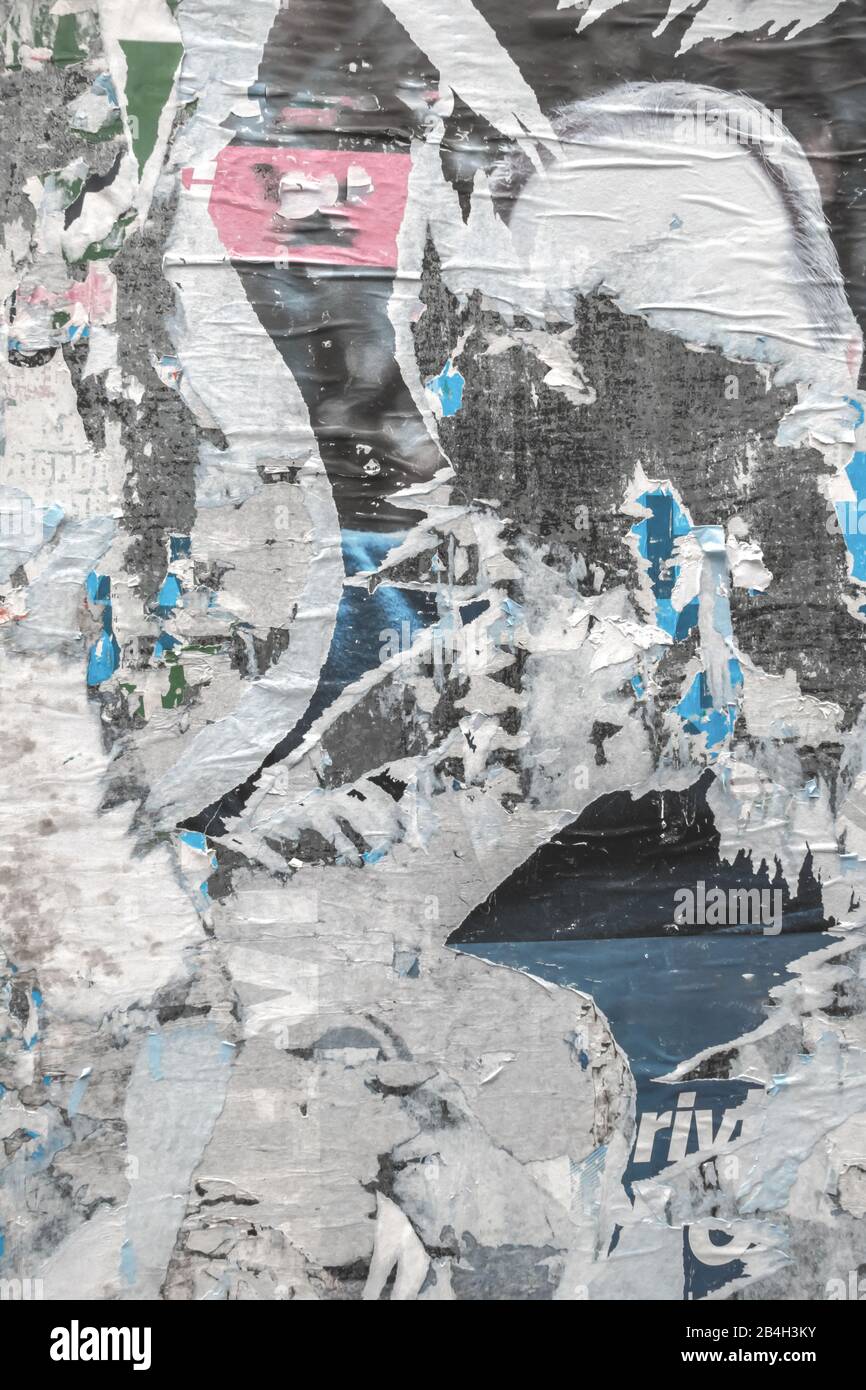 Vintage Billboard With Torn Peeled Poster. Abstract Background Stock ...
