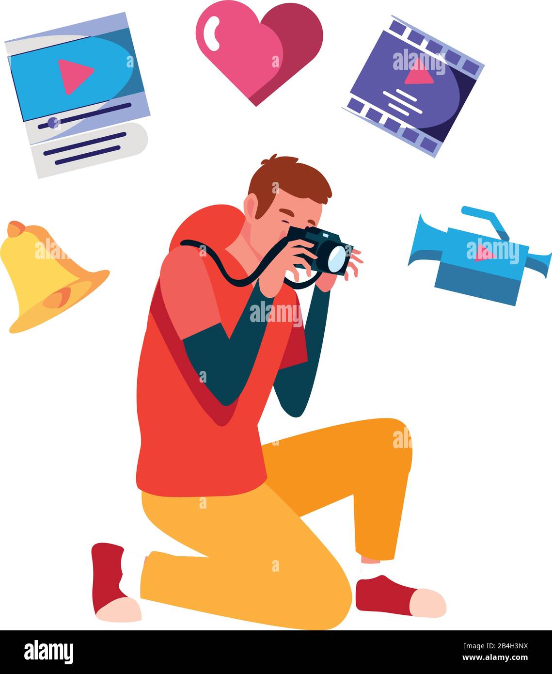 man taking pictures on white background vector illustration design ...